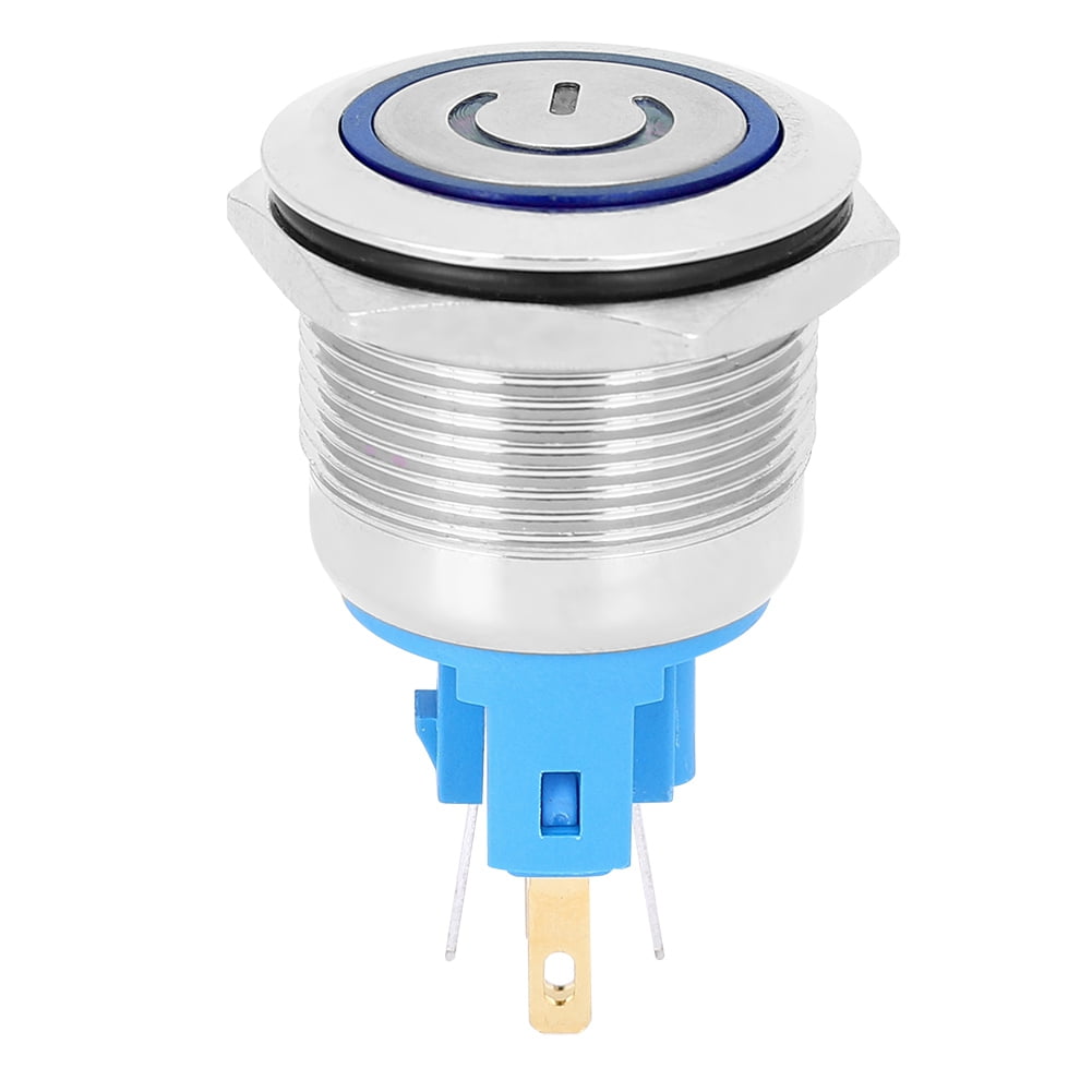 IP65 Rated 22mm AC220V 6-Pin Blue Reset Push Button Switch with ...