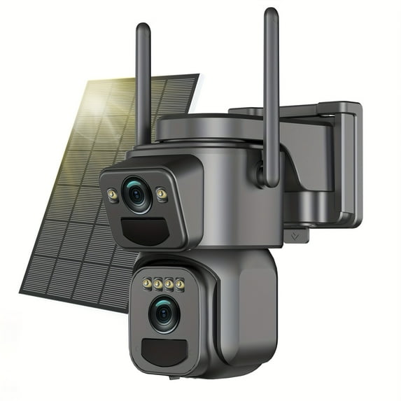 IP66 Waterproof [10x Zoom] 360-degree Low-power CCTV Solar Panel ...