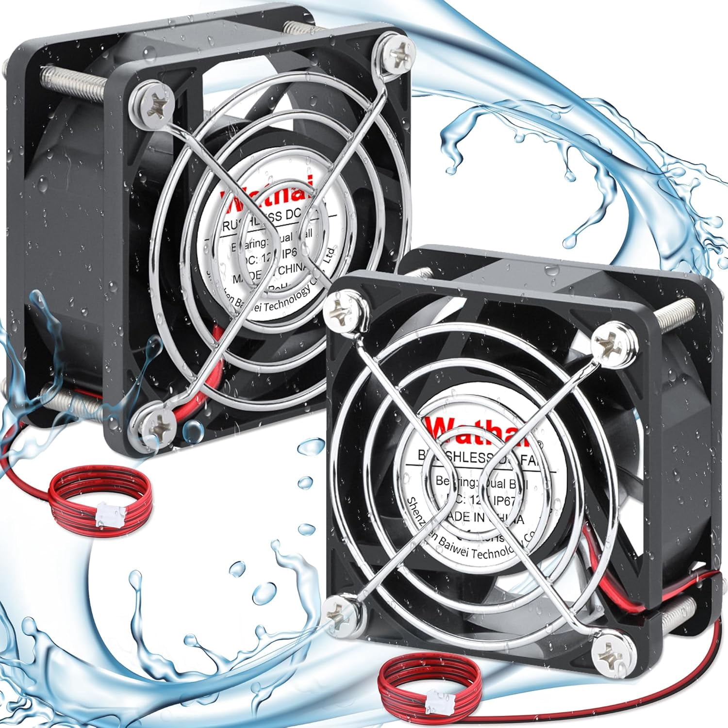 IP67 60mm x 25mm DC 12V Waterproof Small Fan Dual Ball High Speed DIY ...