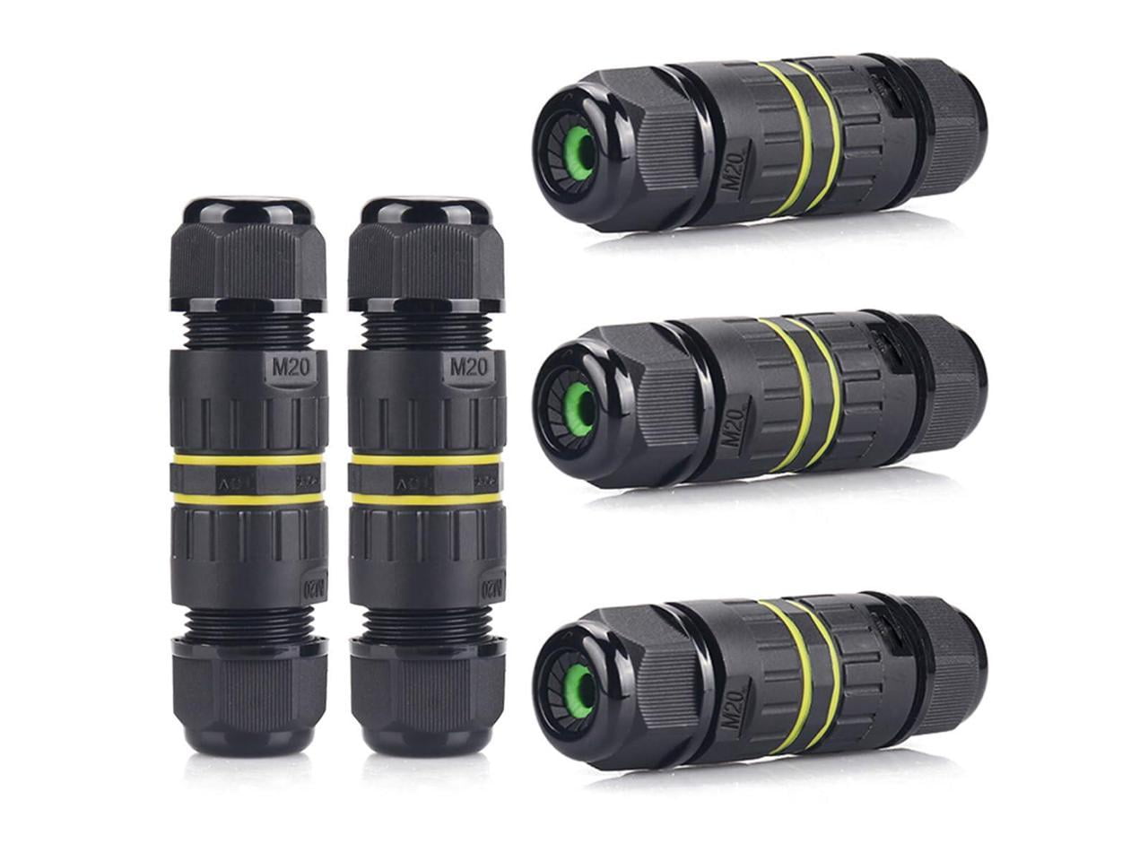 IP68 Waterproof 2 Way 2 Pin Junction Box Electrical Cable Connector,5 ...