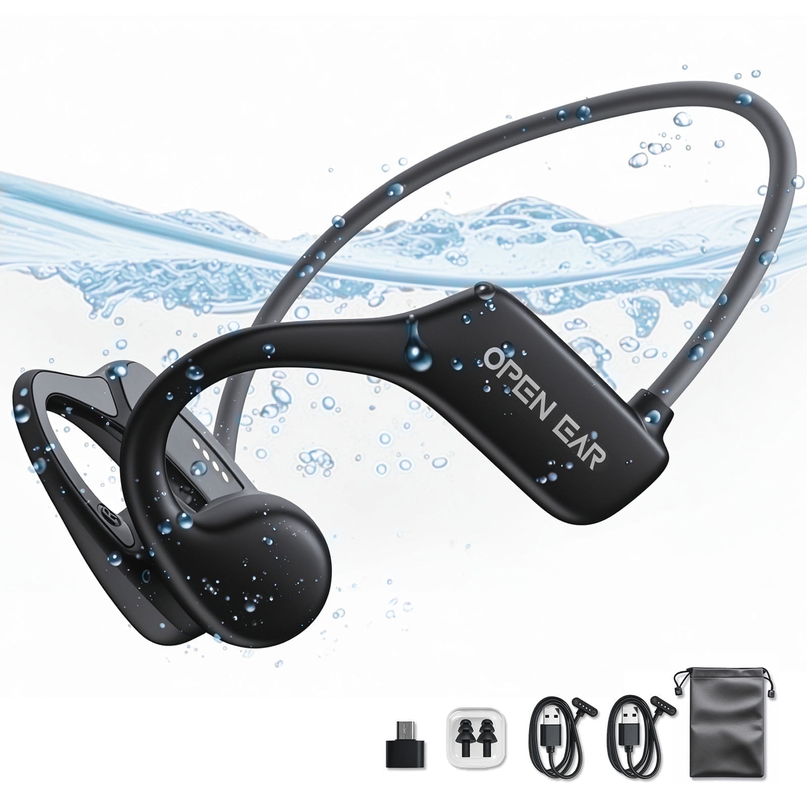 IP68 Waterproof Open Ear Bone Conduction Headphones, Wireless Bluetooth ...