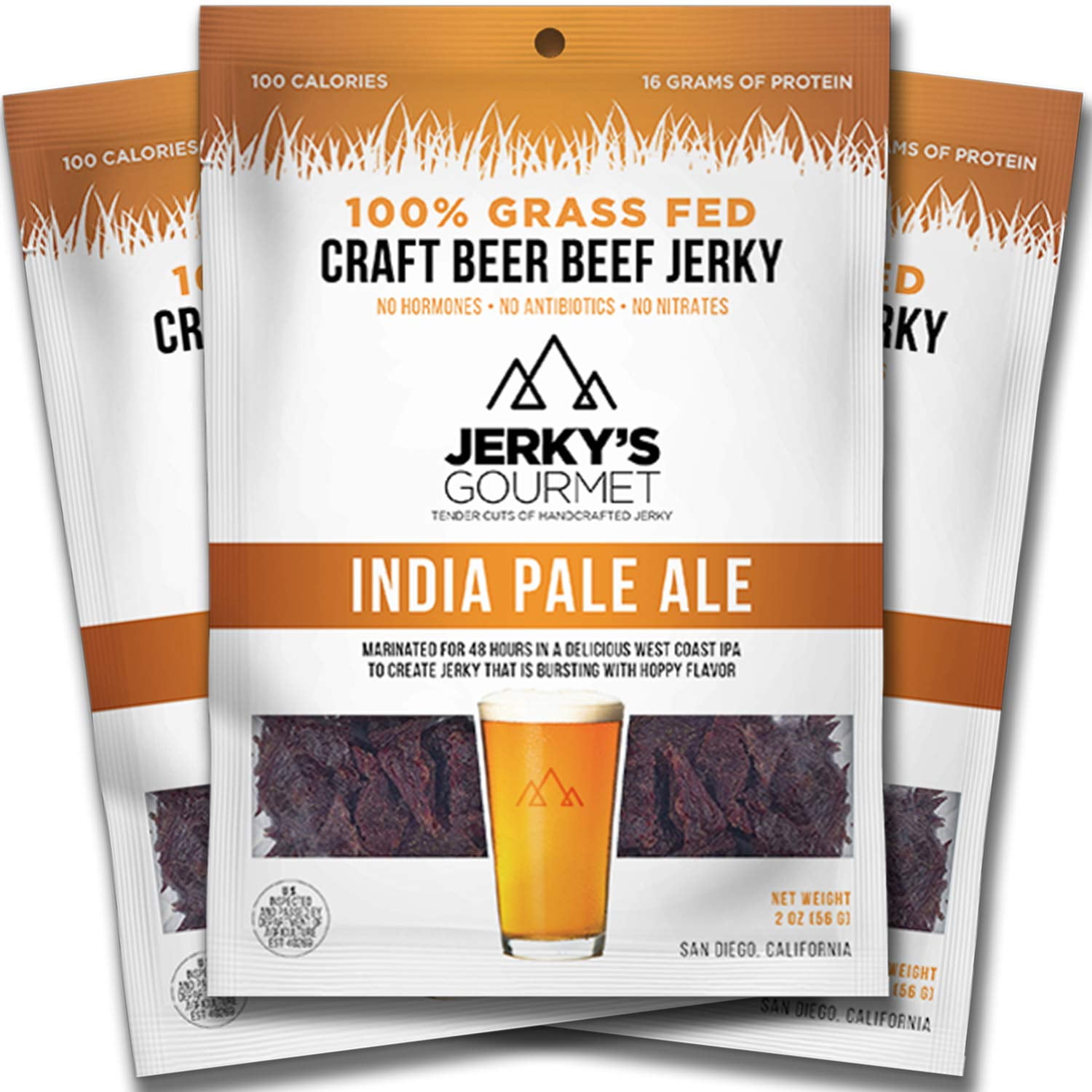 IPA Craft Beer Grass Fed Beef Jerky - 100 Calorie Snacks Gourmet ...