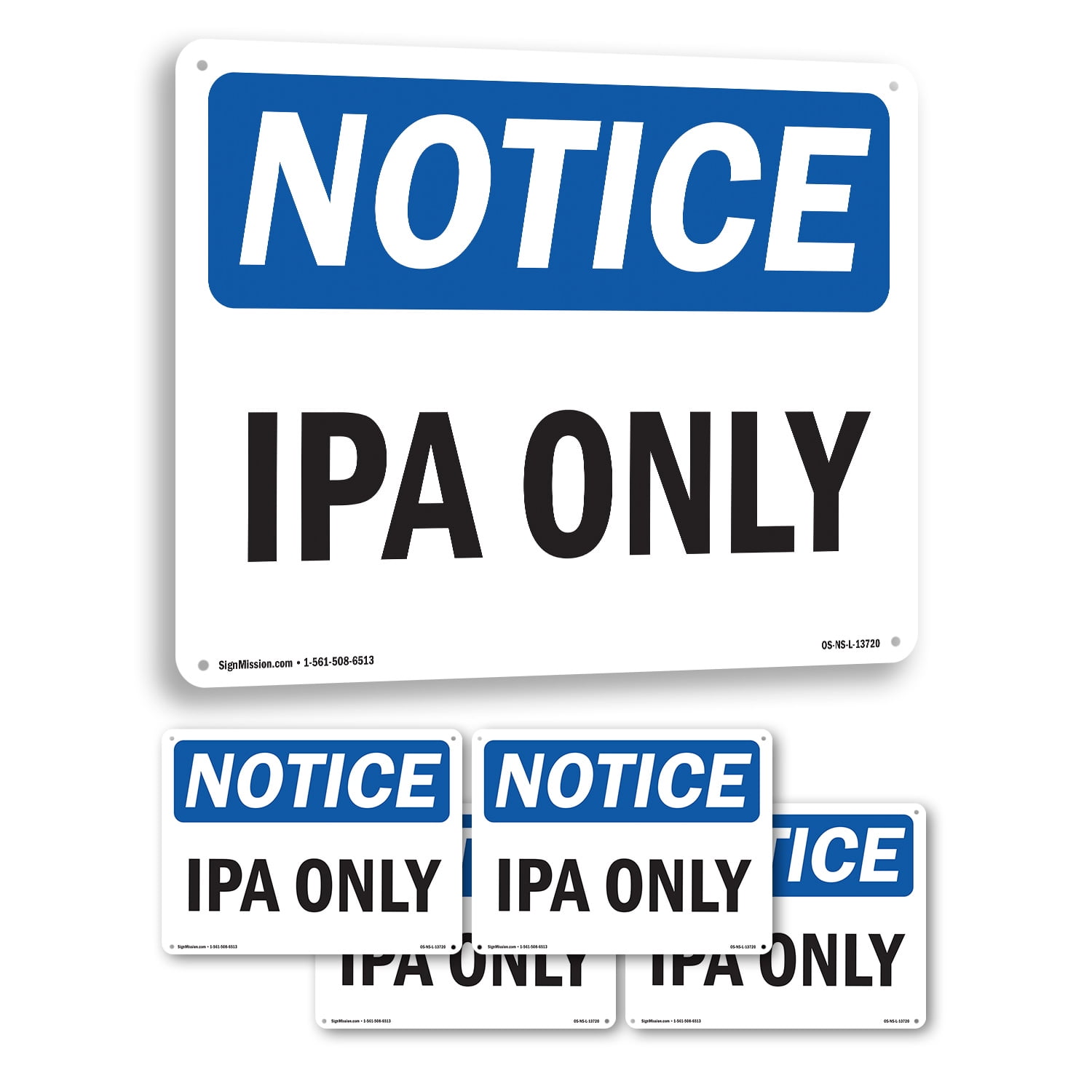 IPA Only OSHA Notice Rigid Plastic Sign 10 Inch x 7 Inch - 5 Pack ...