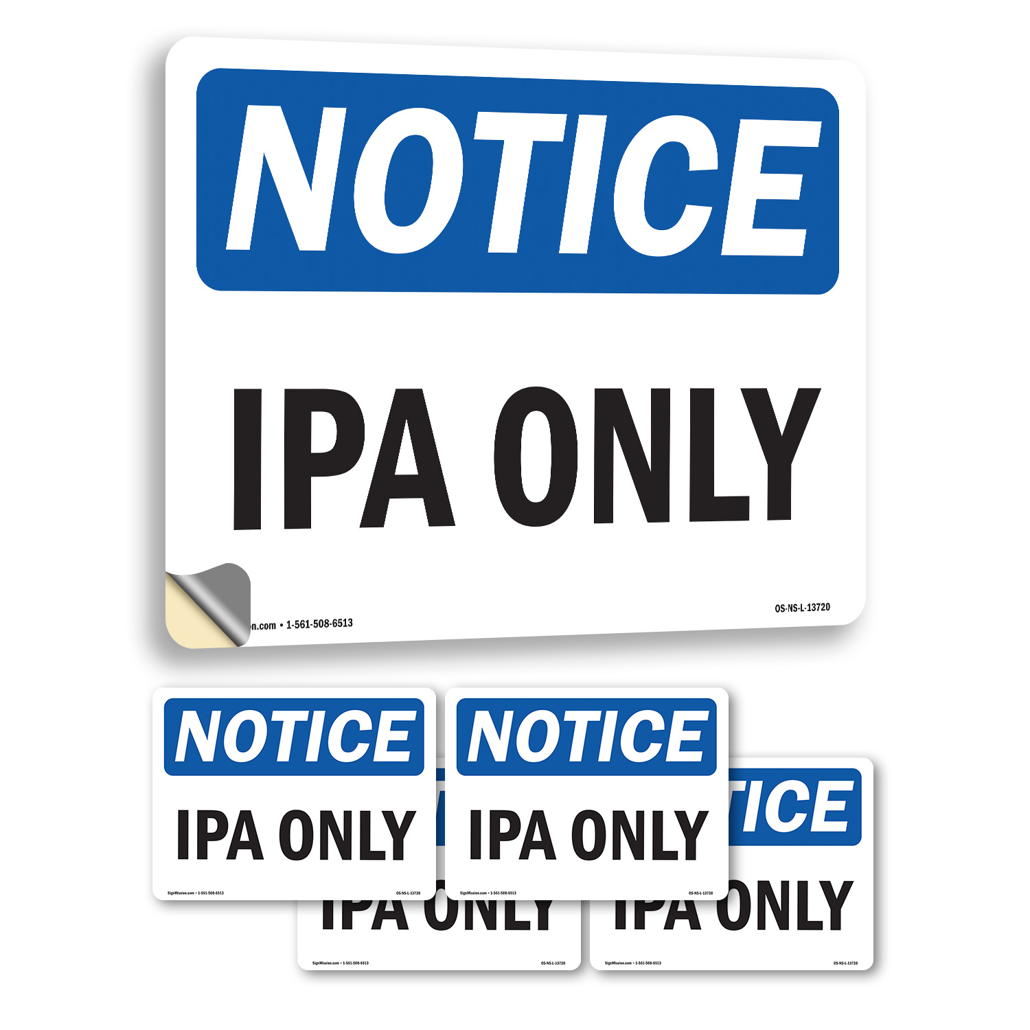IPA Only OSHA Notice Vinyl Decal Label 10 Inch x 7 Inch - 5 Pack ...