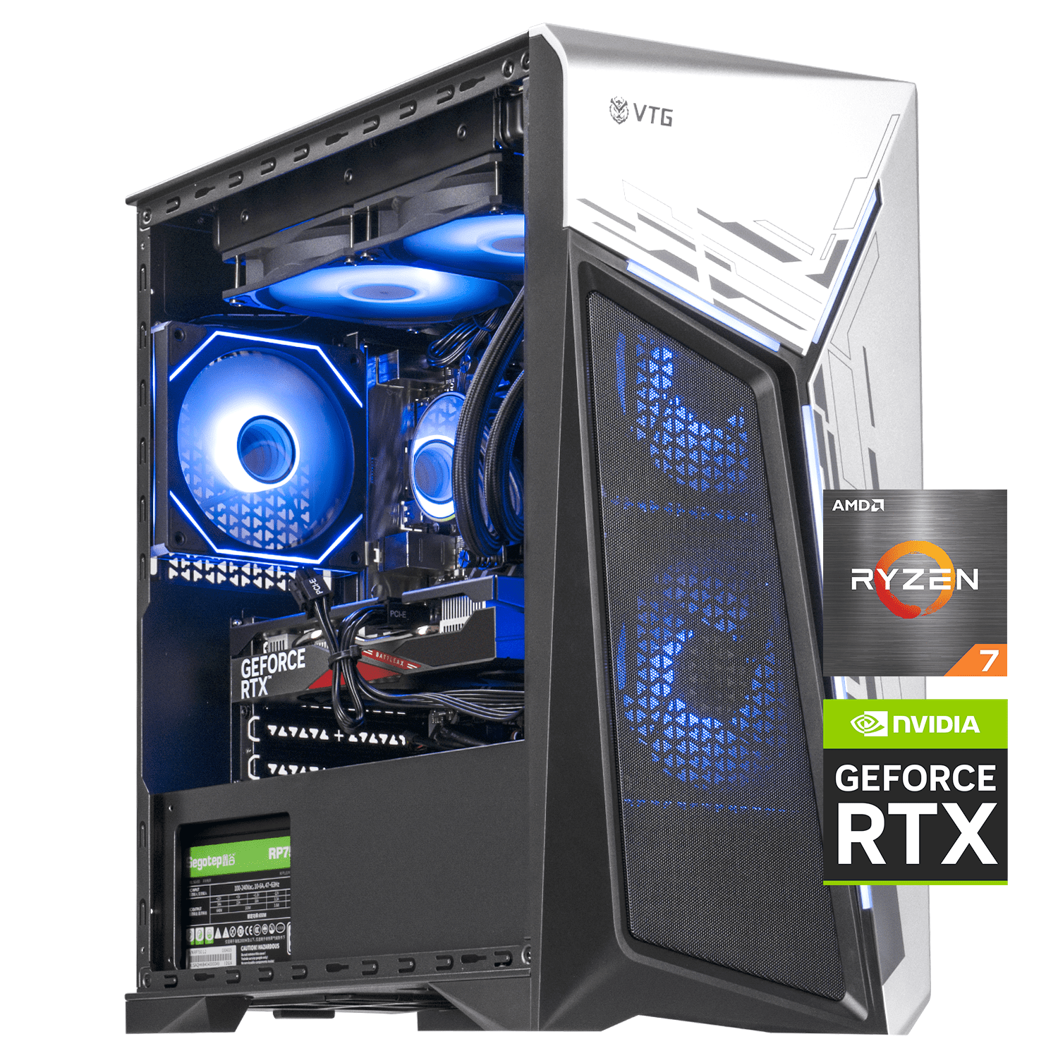 IPASON Prebuilt AMD Gaming PC Desktop, Ryzen7 5700X, RTX4060, 32GB DDR4 ...