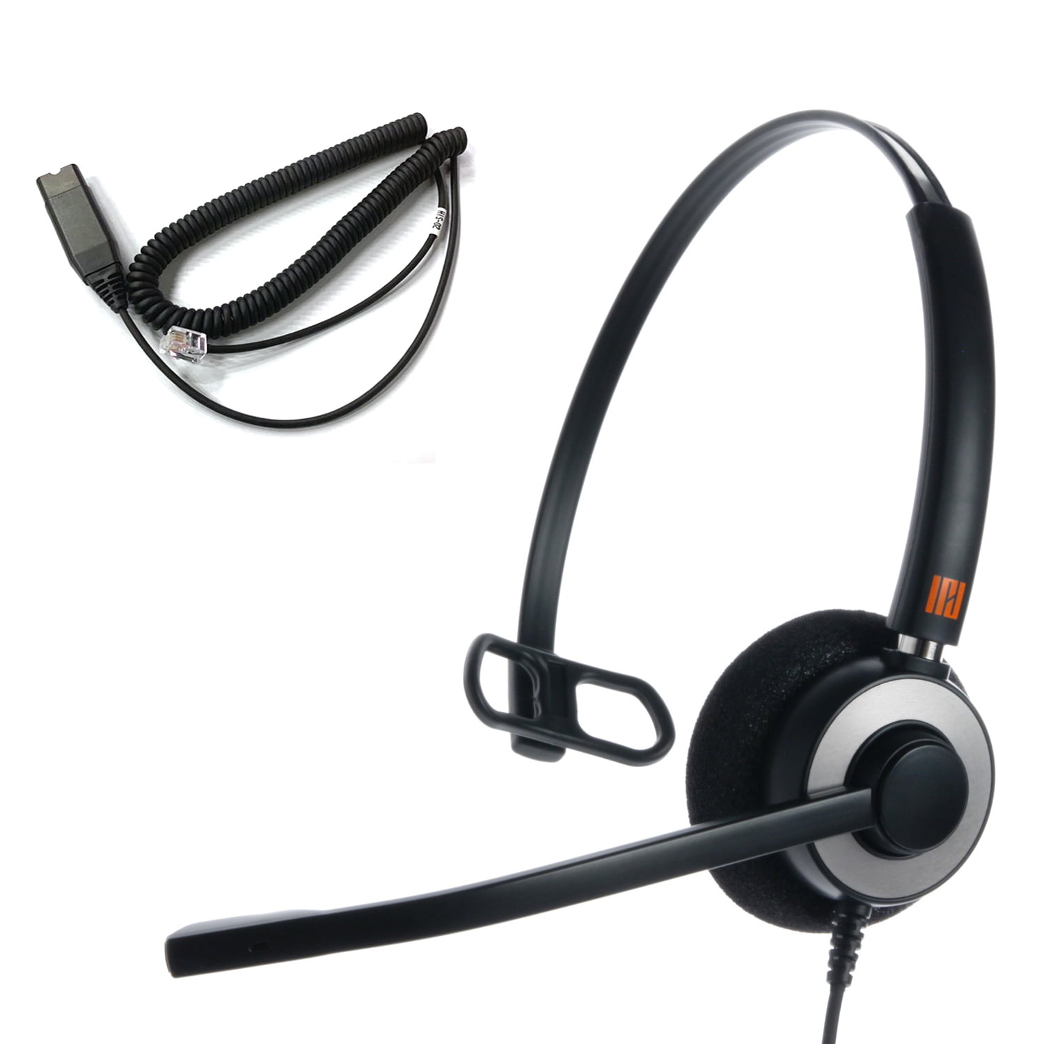 IPD IPH-160 Monaural Phone Headset with HIS-02 cable and Noise cancelling Microphone for Office ...