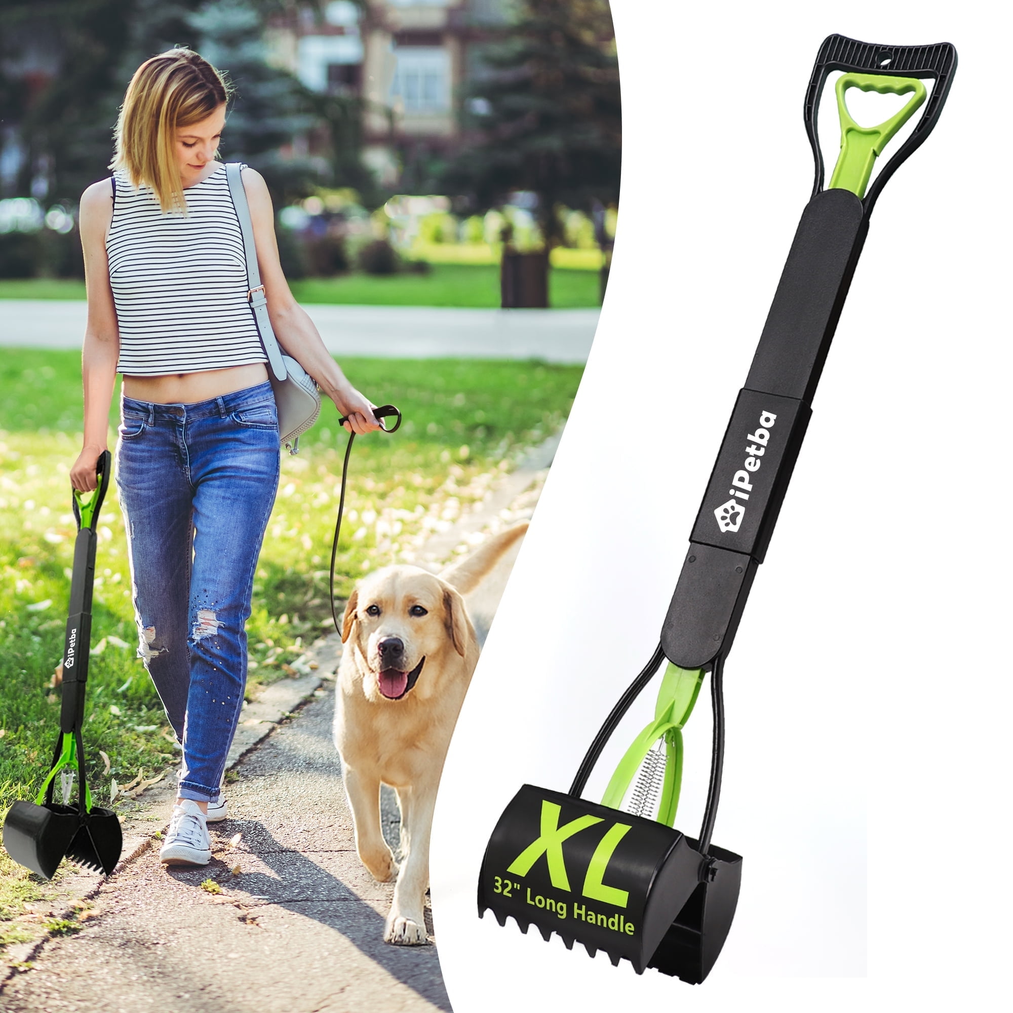 iPetba 32" Pooper Scooper for Large Dogs, Long Handle Dog Poop Scooper ...