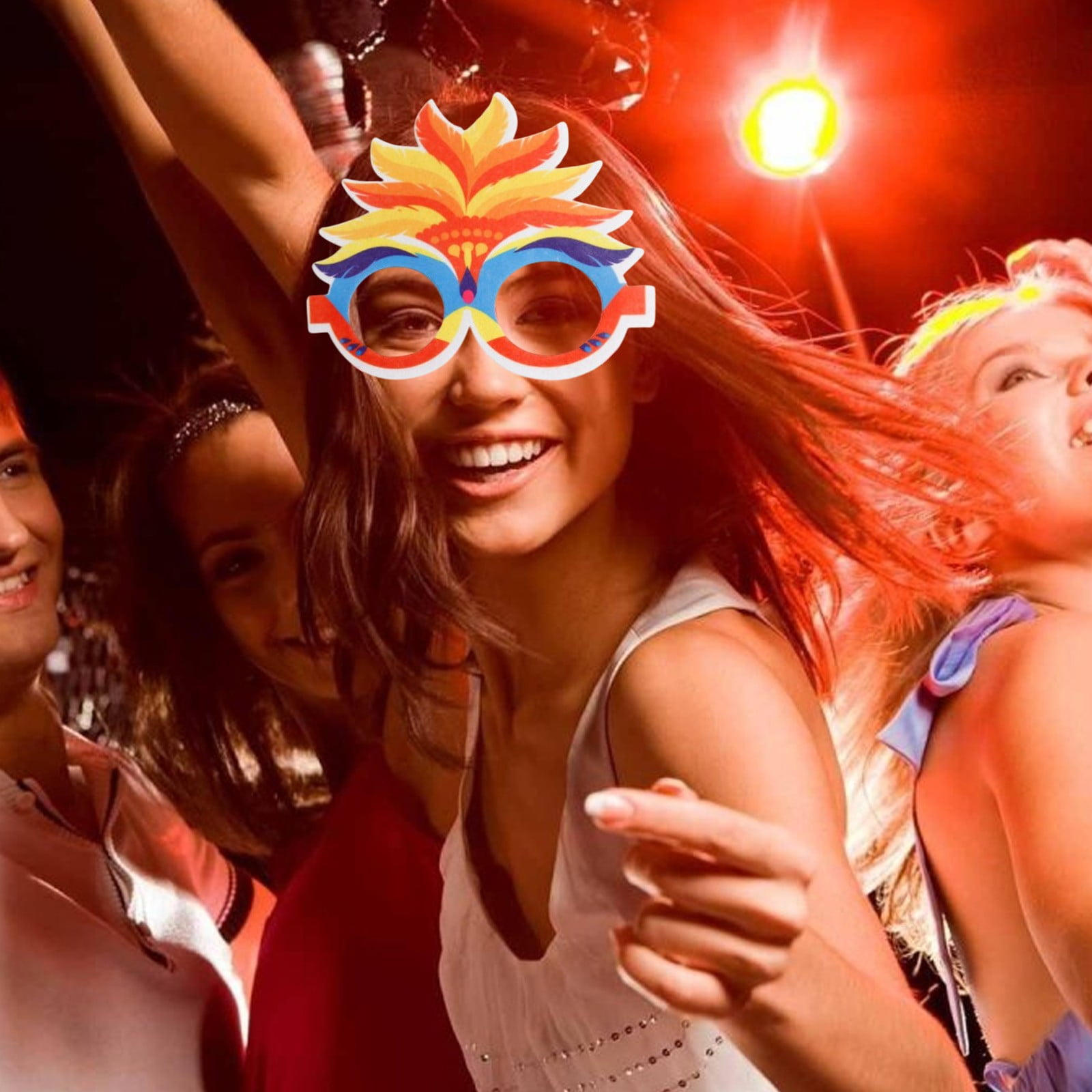 IPEWLEX Colorful Feather Eyeglasses Frame - Carnival Glasses Decoration ...