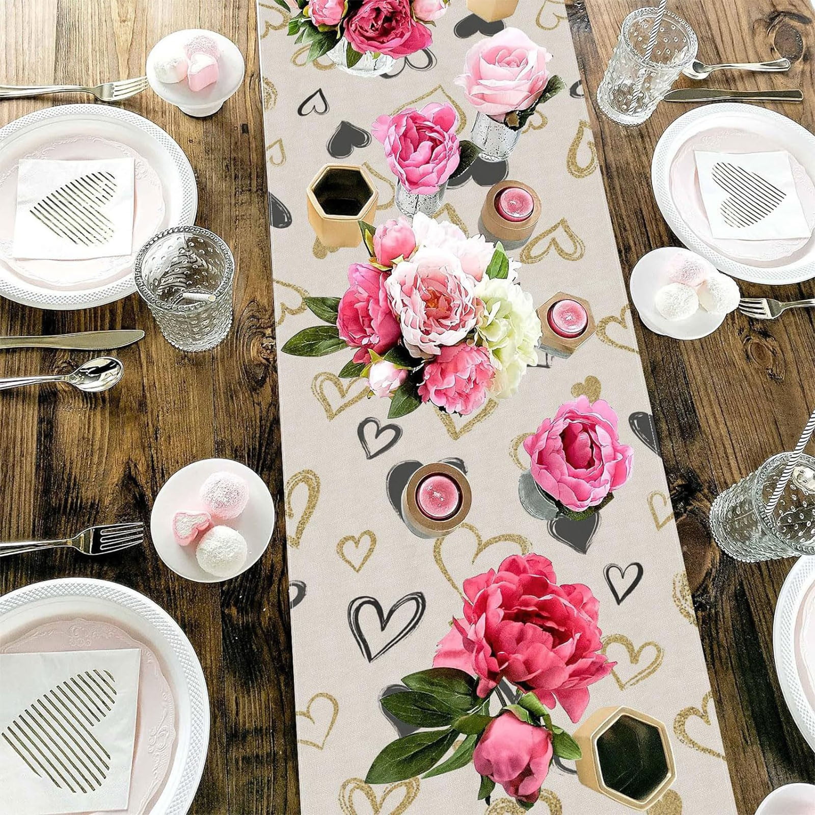 IPEWLEX Colorful Love Table Flag - Valentine's Day Decor, Wedding ...