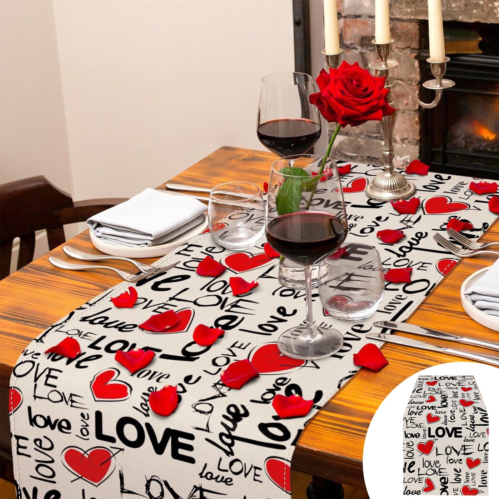 IPEWLEX Colorful Love Table Flag - Valentine's Day, Wedding Anniversary ...