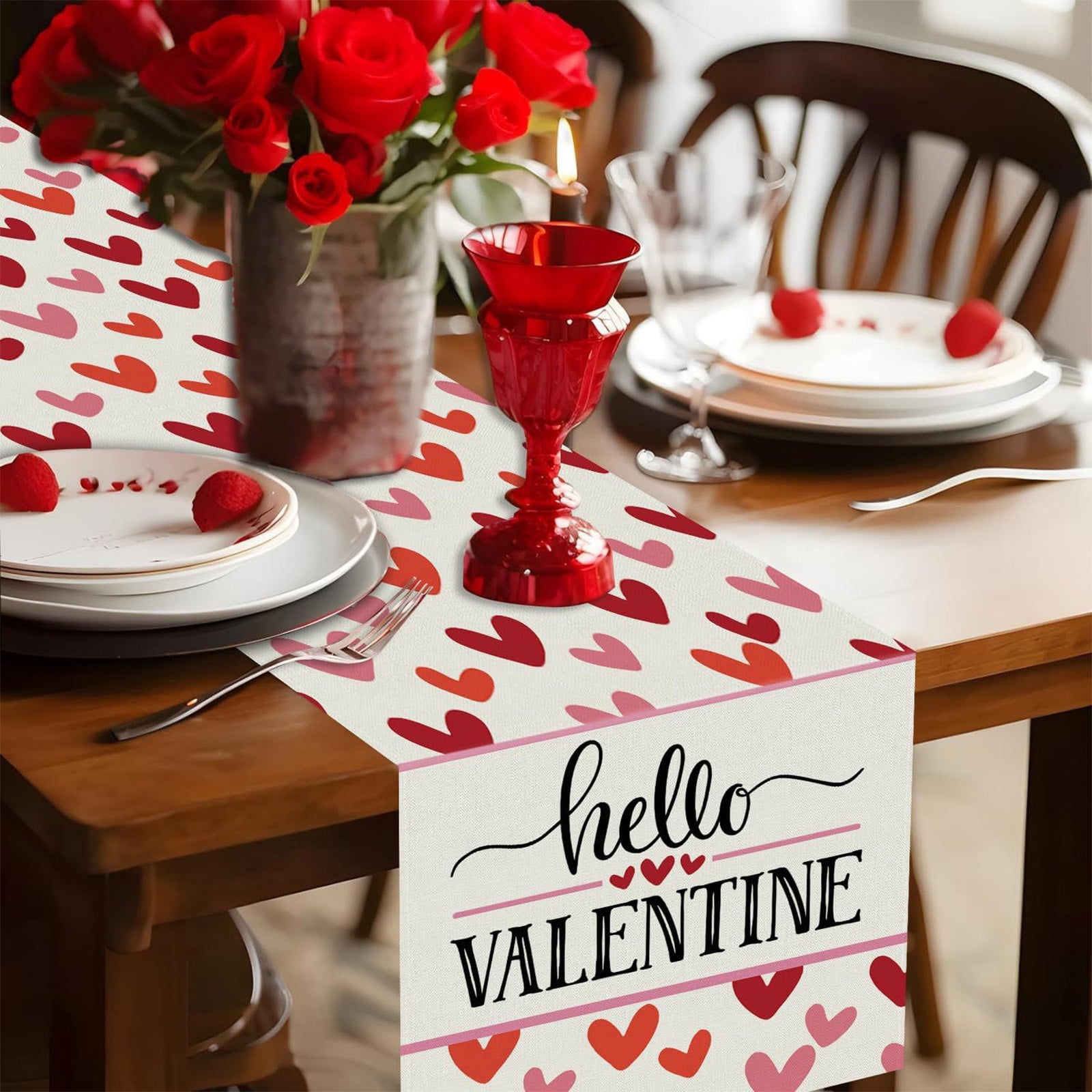 IPEWLEX Colorful Love Table Flag - Valentine's Day, Wedding Anniversary ...