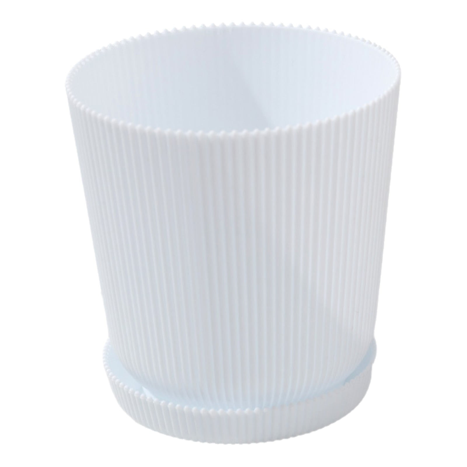 IPEWLEX Green Plastic Plant Pots with Tray: Wavy Rim Design for Home ...