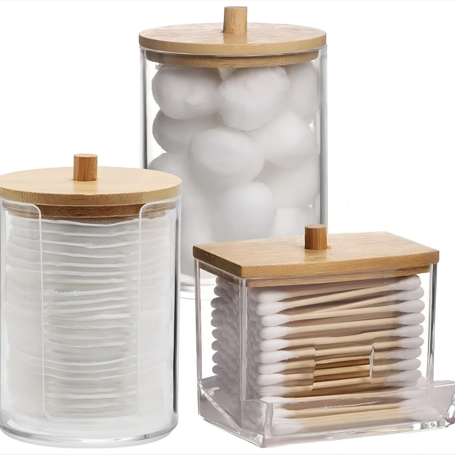 IPEWLEX Multipurpose Cotton Swab and Cotton Ball Storage Box Set for ...