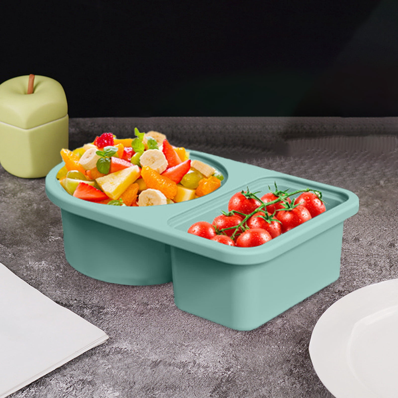 IPEWLEX Silicone Double Compartment Sauces Container, Food Grade ...