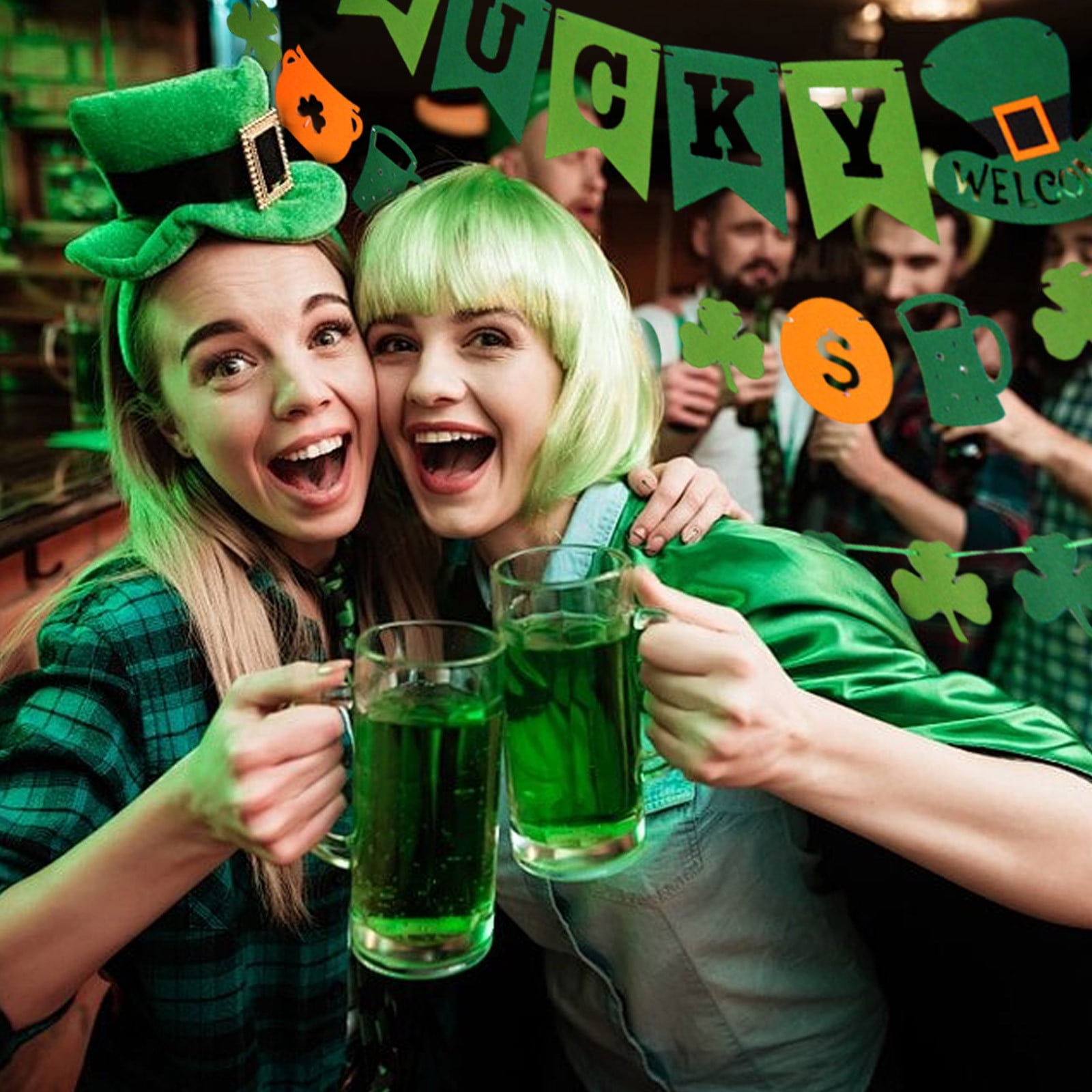 IPEWLEX St. Patrick's Day Decorations - 3pc Irish Clover Garland & Luck ...