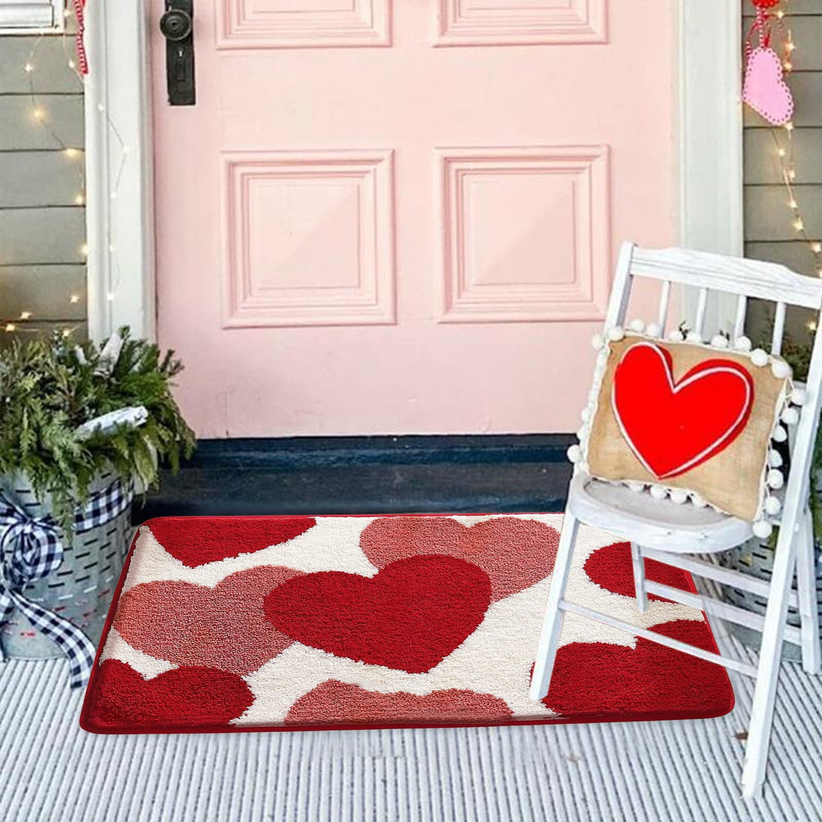 IPEWLEX Valentine's Day Carpet - Faux Wool, Non Slip, Love Pattern ...
