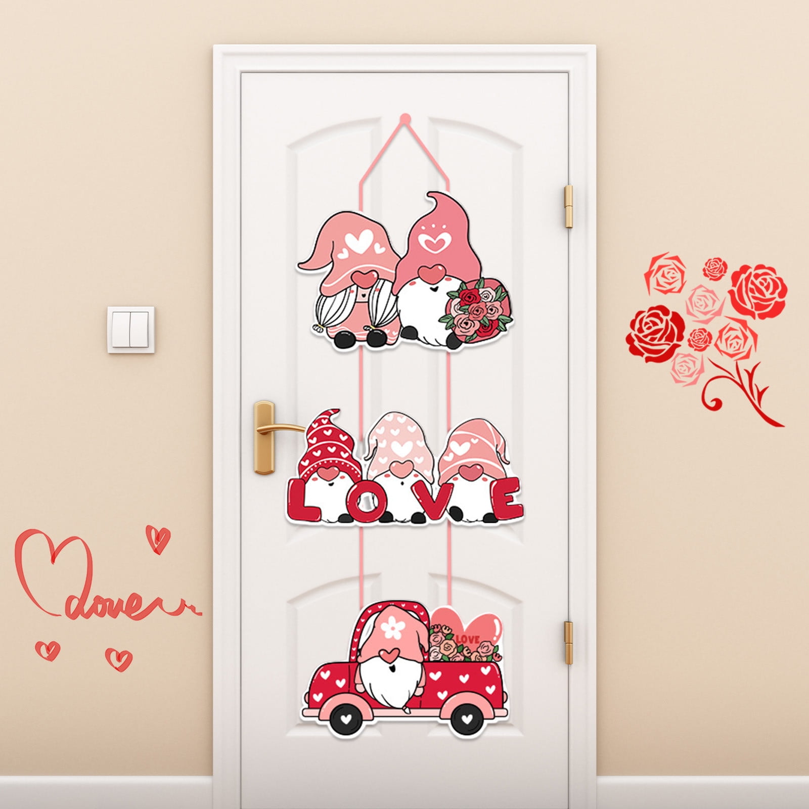 IPEWLEX Valentine's Day Heart Hanging Decoration - 3Pcs Multicolor ...