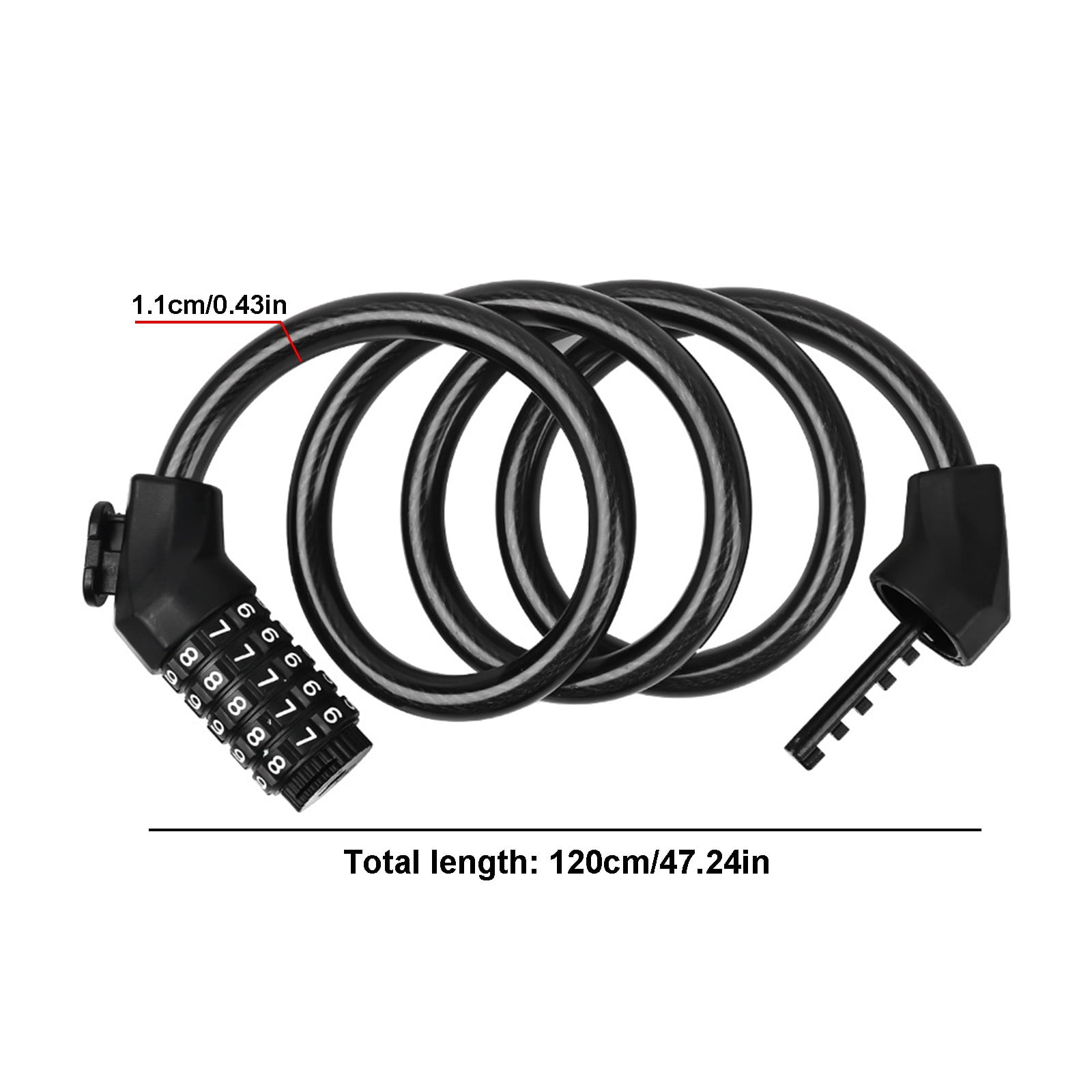 IPEWLEX Waterproof Thick Steel Cable Bicycle Lock with 5-Digit Password ...