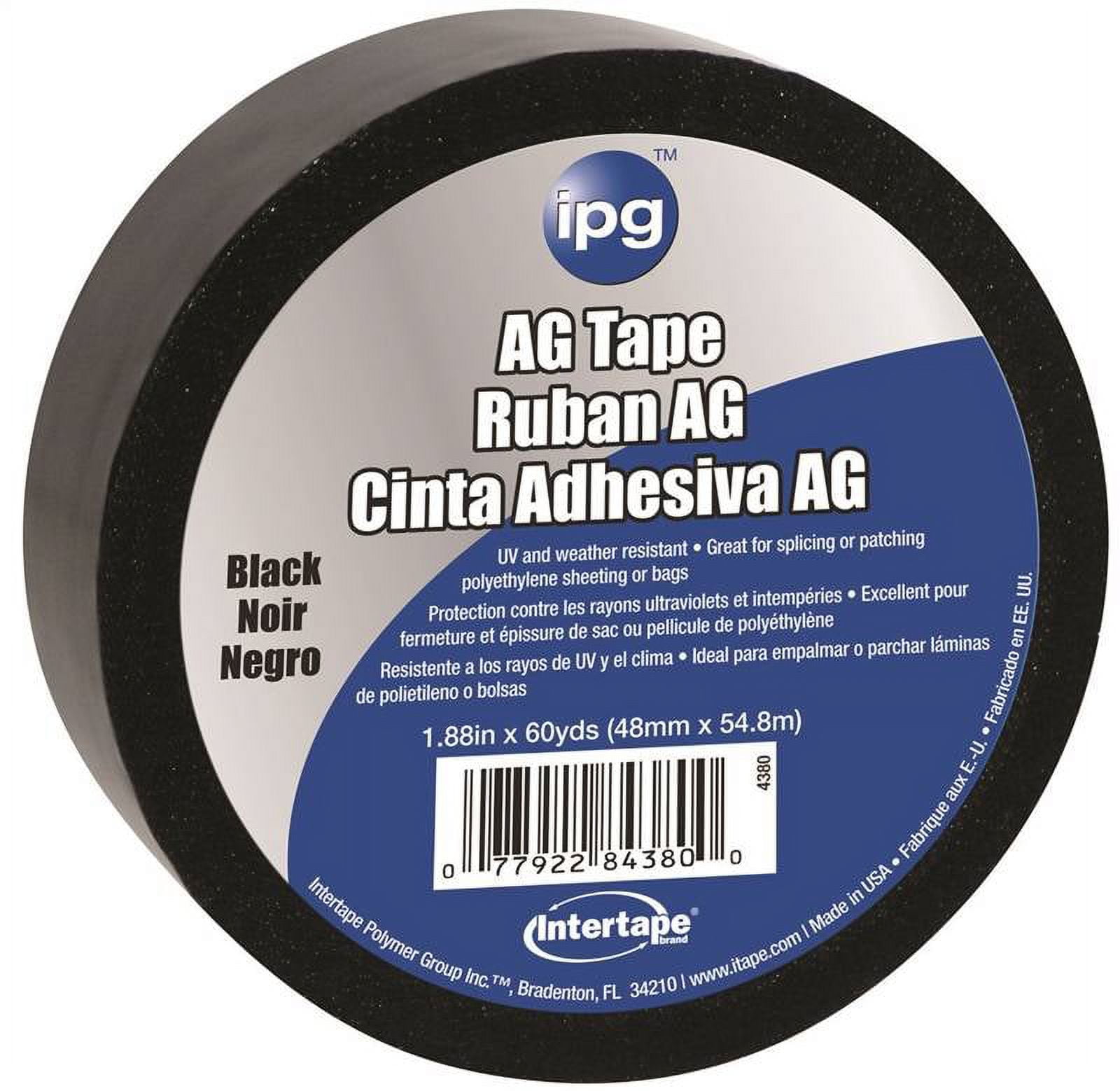 IPG 4380 AG Tape, 60 yd L, 1-7/8 in W, Polyethylene Backing, Black ...