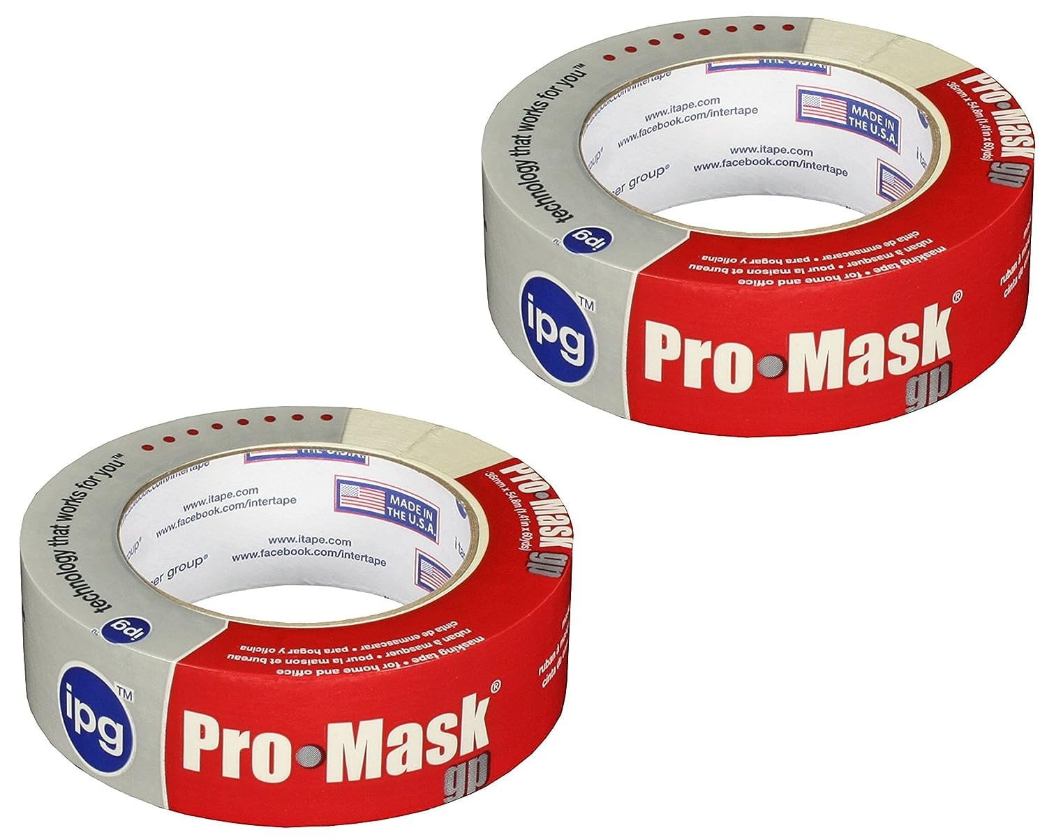 IPG 5102-1.5 Masking Tape, 60 yd L, 1-1/2 in W, Smooth Crepe Paper ...