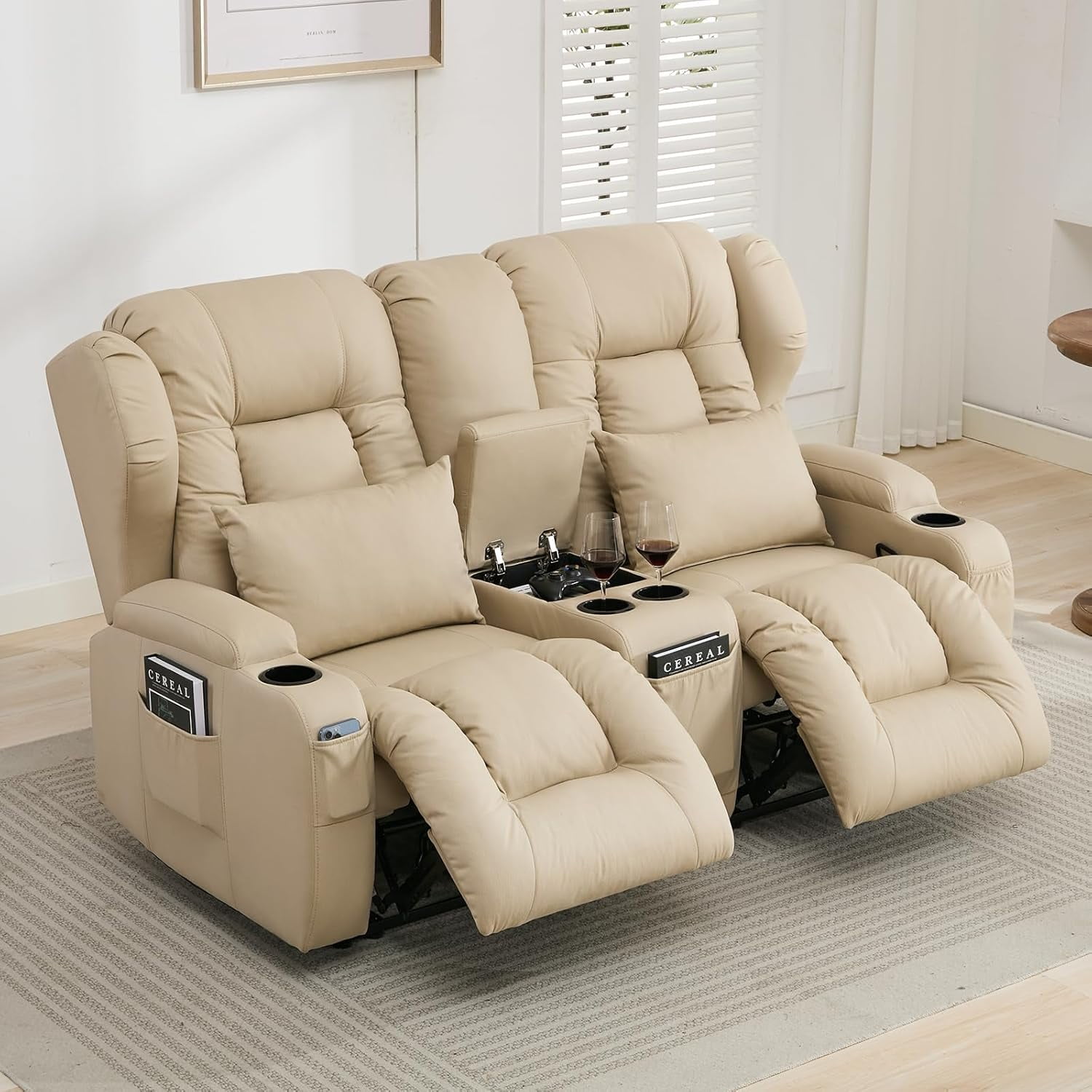IPKIG Loveseat Recliner Sofa, Double Manual Recliner RVs Sofa with ...