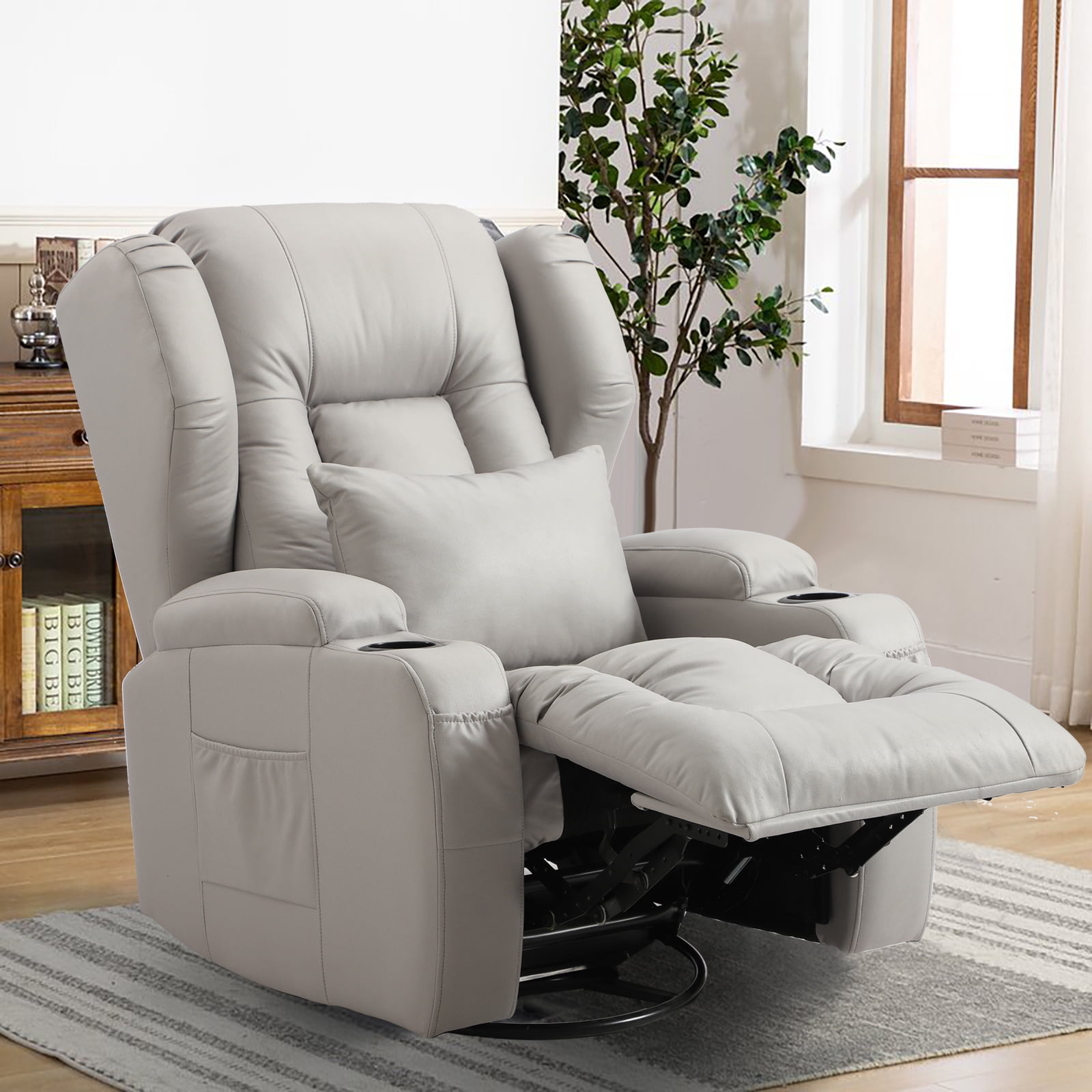 IPKIG Manual Tech cloth Recliner Chair- Swivel Rocker Recliner Chair ...