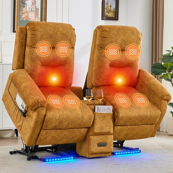 IPKIG Power Lift Recliner Loveseat with Vibration, Heat & USB Port ...
