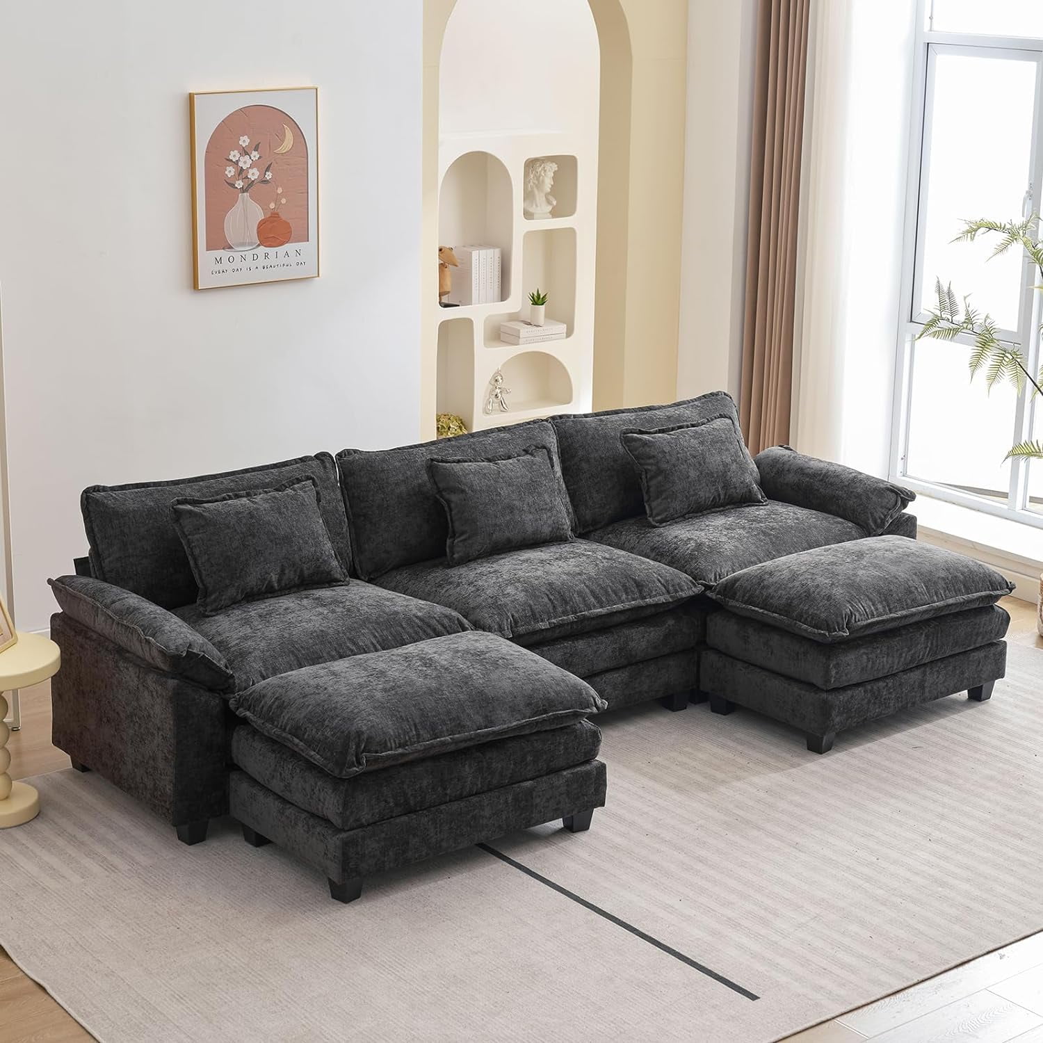 IPKIG Sectional Sofa Comfy Cloud Couch for Living Room with Pillows ...