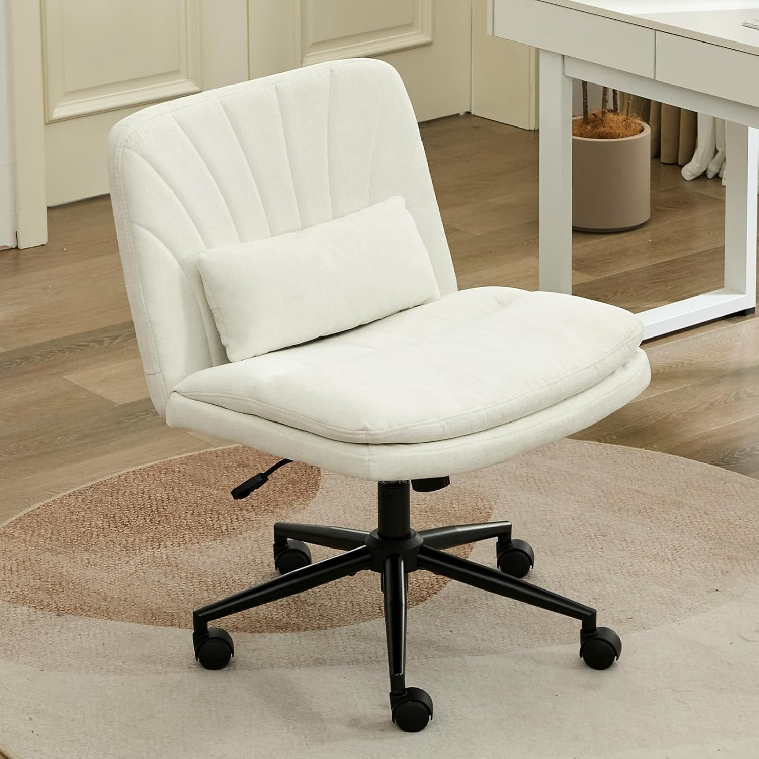 IPKIG Small Office Computer Desk Chair with Wheels and Lumbar Pillow ...