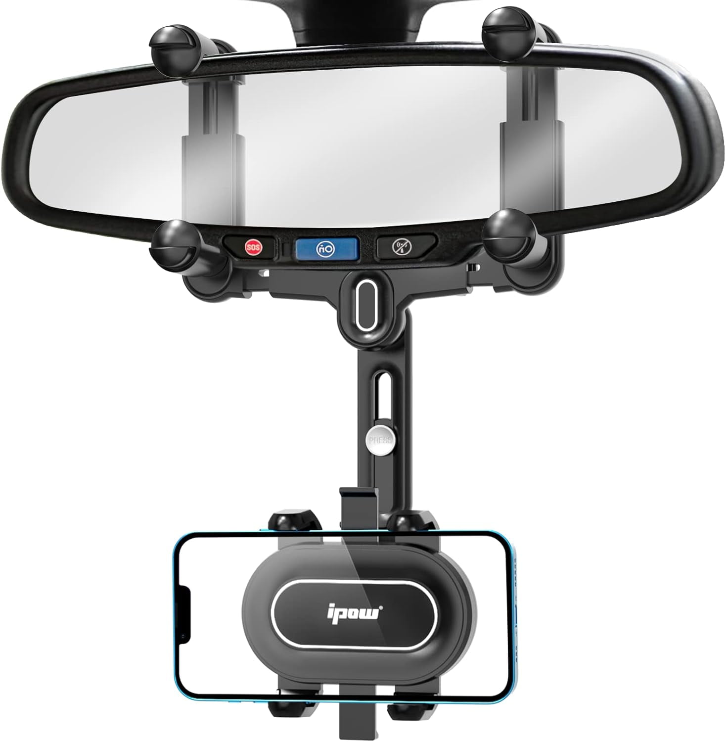 IPOW Large Rearview Mirror Phone Holder for Car 360°Rotatable and ...