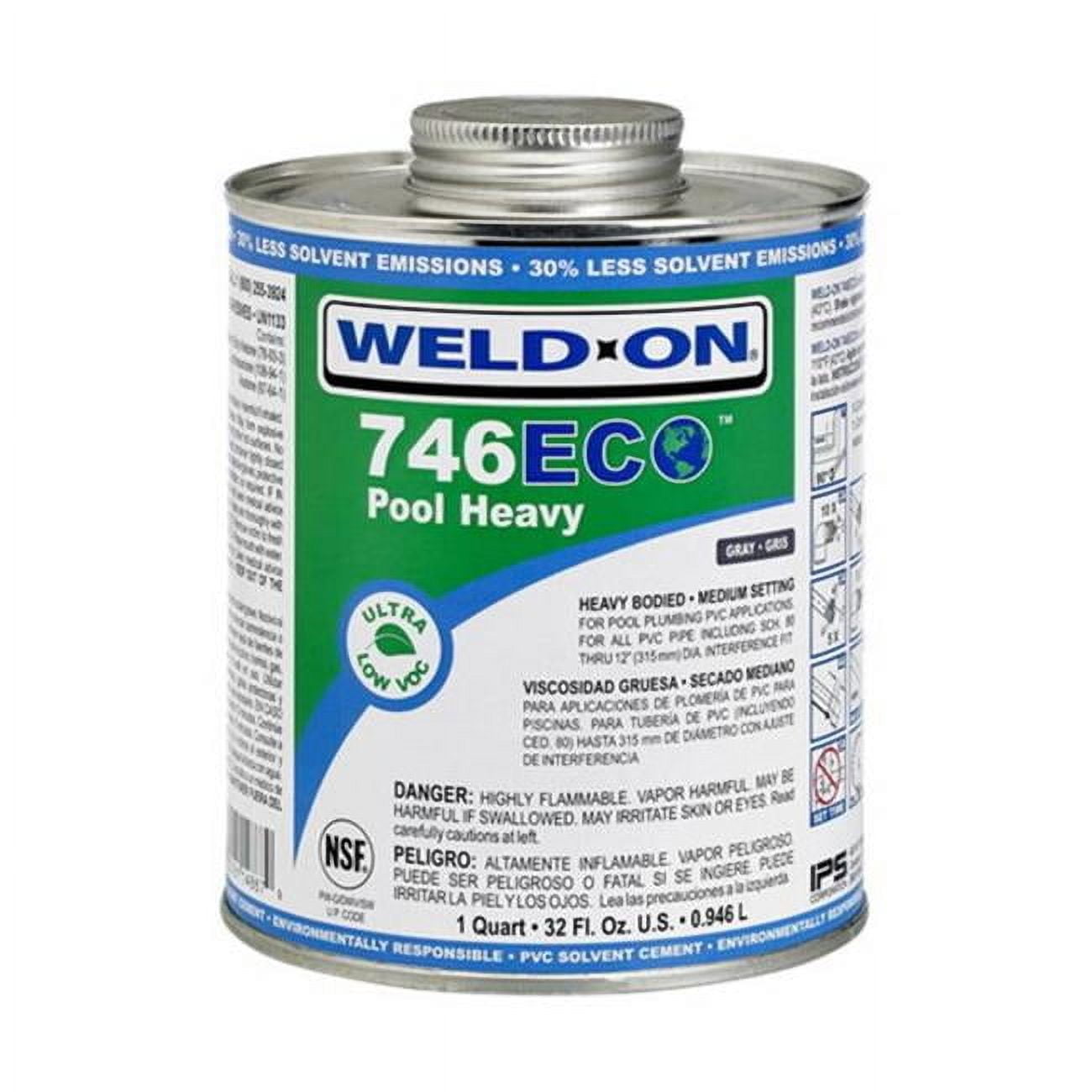 IPS IPS14867 1 qt. Ultra Low VOC Fast Set Eco Pool Heavy PVC Cement ...