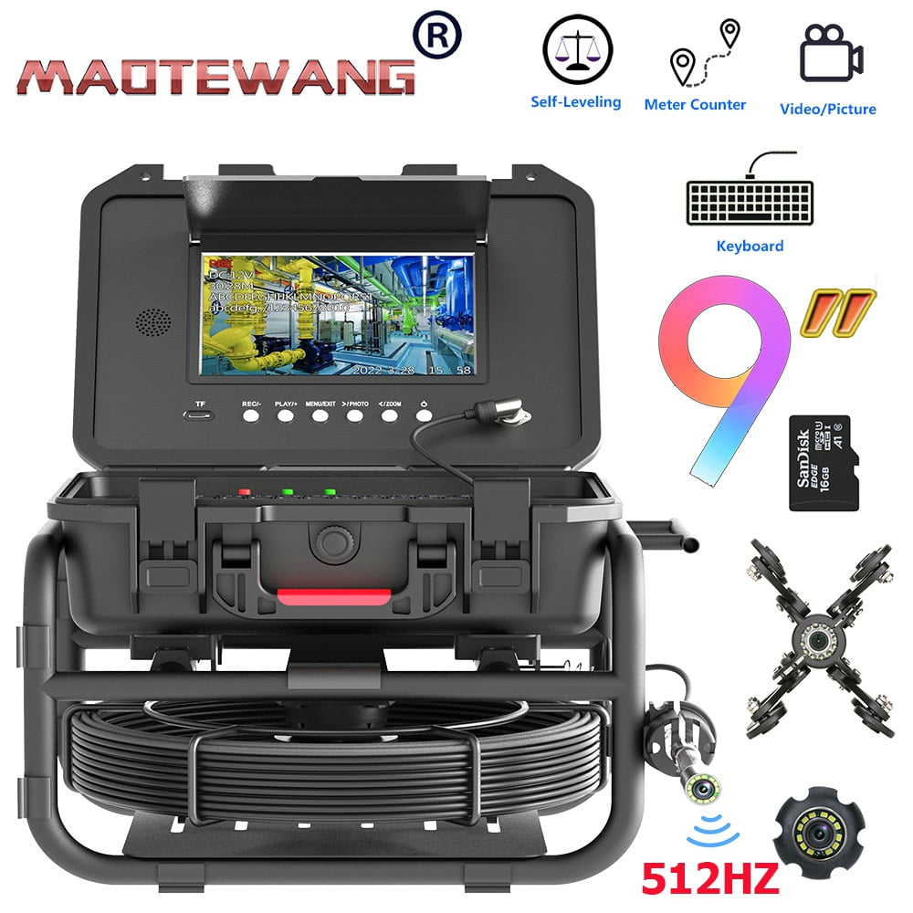 IPS HD DVR Sewer Pipe Inspection Camera 9 Inch Pipe Industrial Camera Self-Leveling 512HZ ...