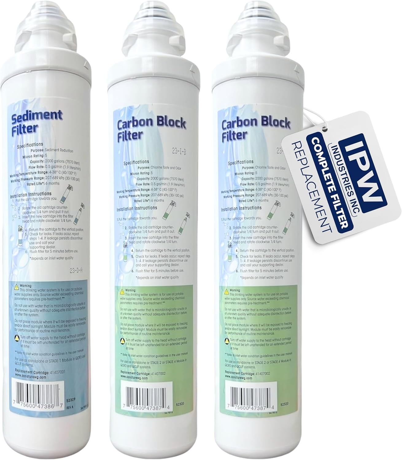 IPW Industries Aqua Flo Filter Replacement Kit for QCRO Set of 3 ...