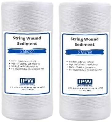 IPW Industries Inc. (PC20-P) 10" x 4.5" Whole House Heavy Duty String Wound Sediment Pre-Filter ...