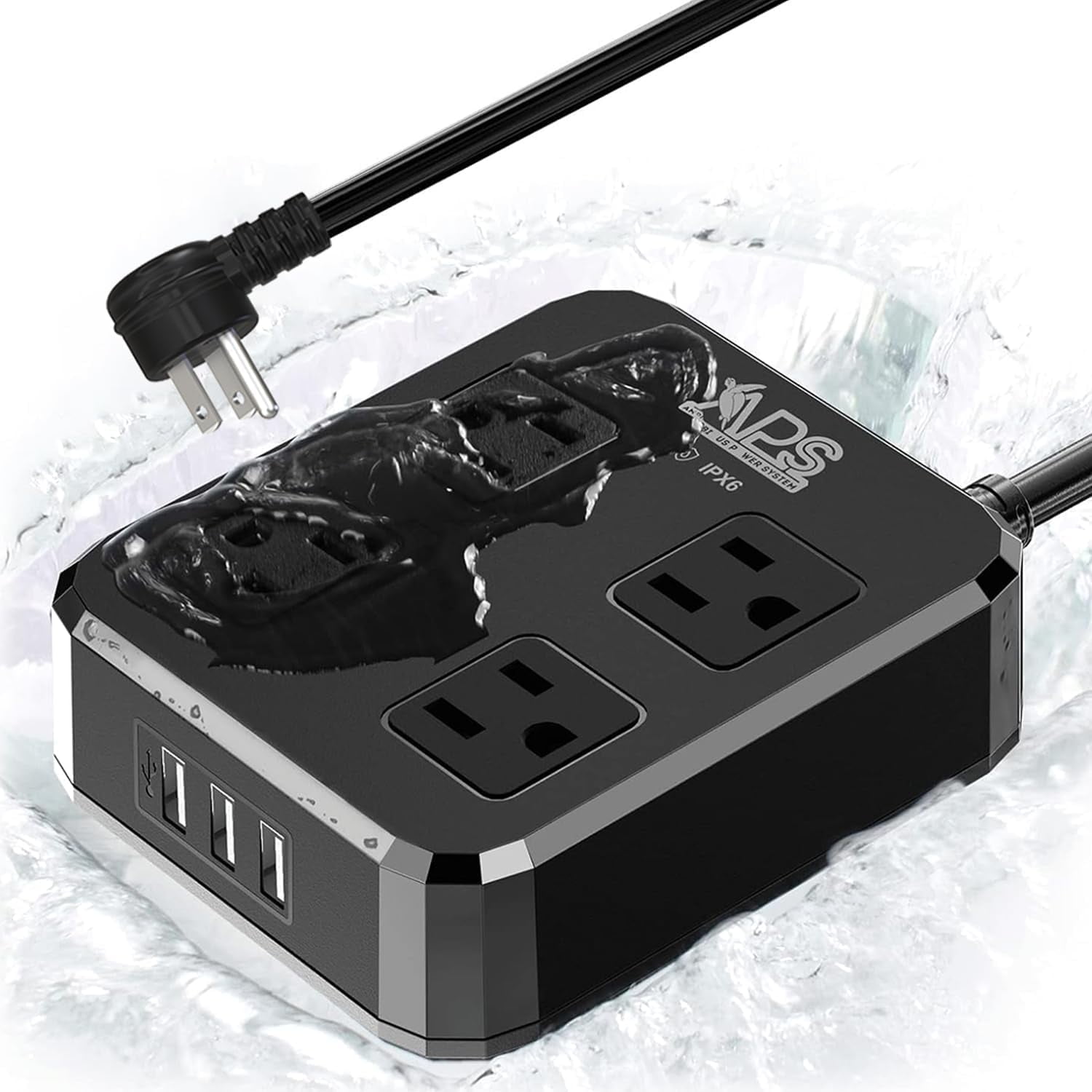 qiyuan IPX6 Weatherproof Outdoor Power Strip, 4 AC Outlets, 3 USB Ports ...