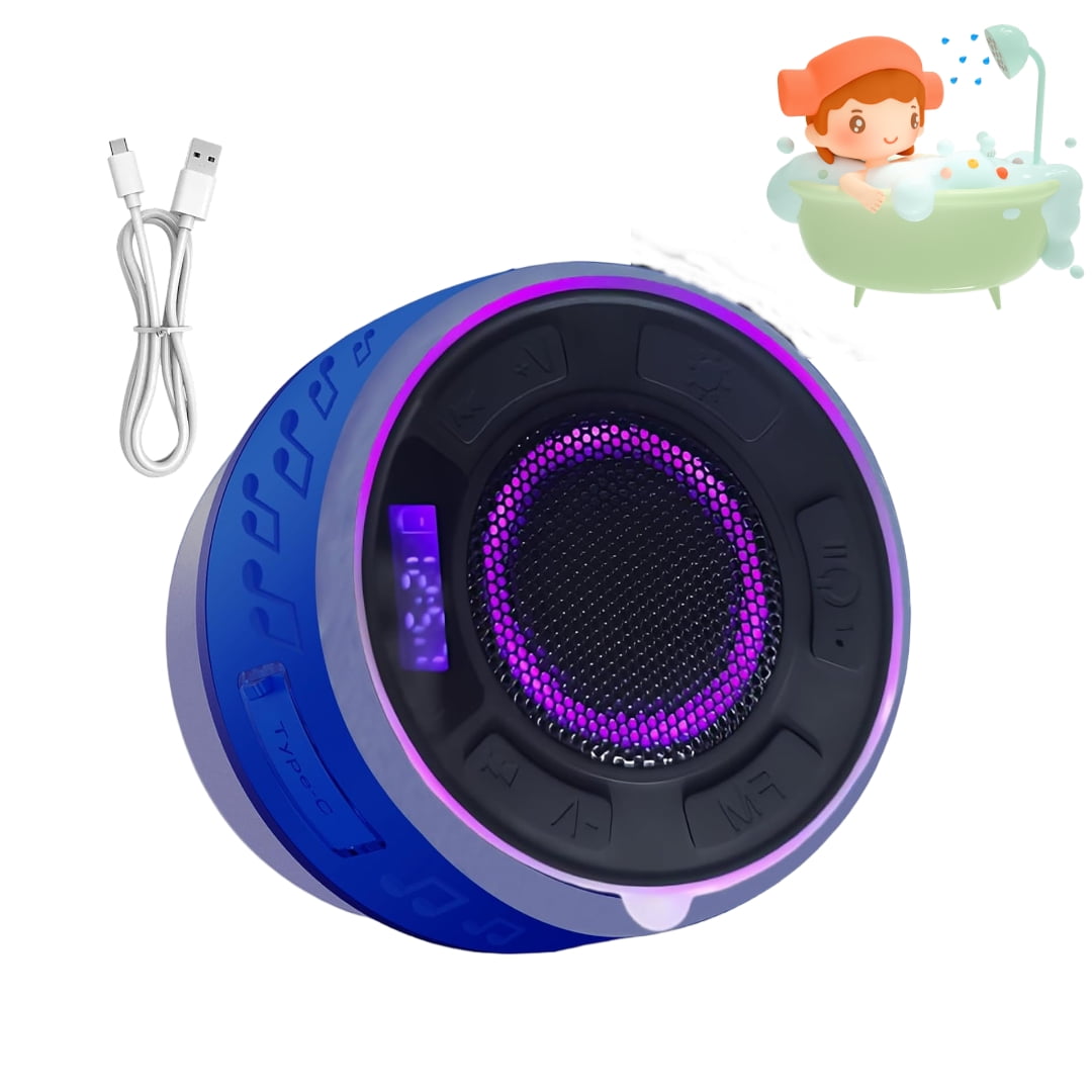 IPX6 Waterproof Shower Speaker with RGB Light & LED Display, Shower ...
