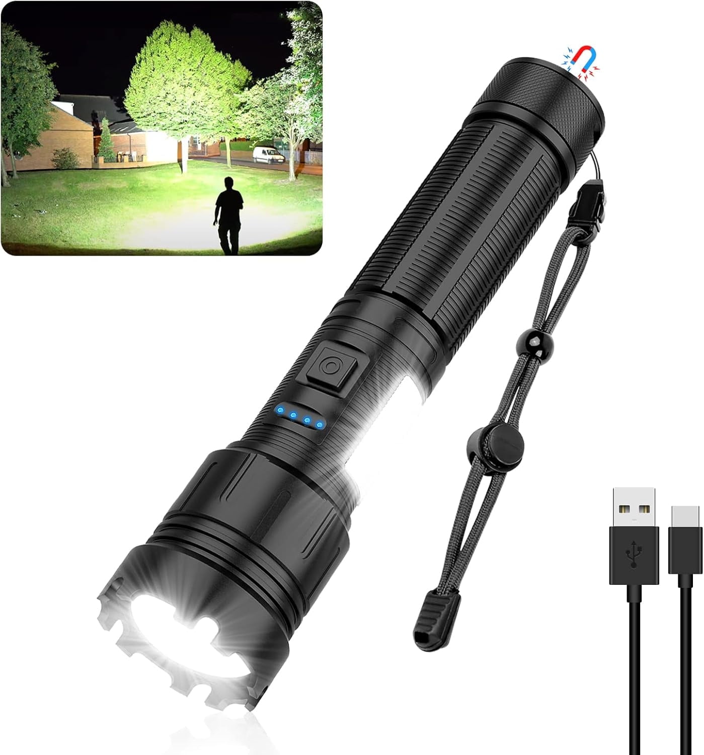 IPX6 Waterproof Tactical Pocket Flashlights，Outdoor Magnetic High ...