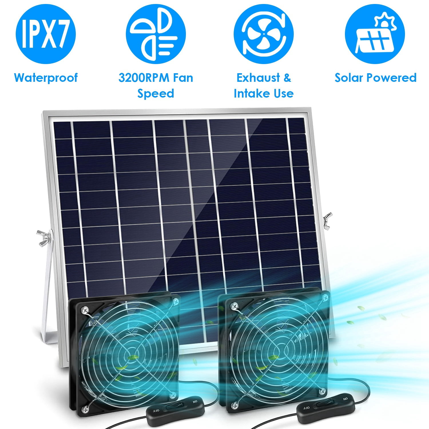 IPX7 Waterproof Solar Powered Fan Kit for Chicken Coop Shed Greenhouse ...