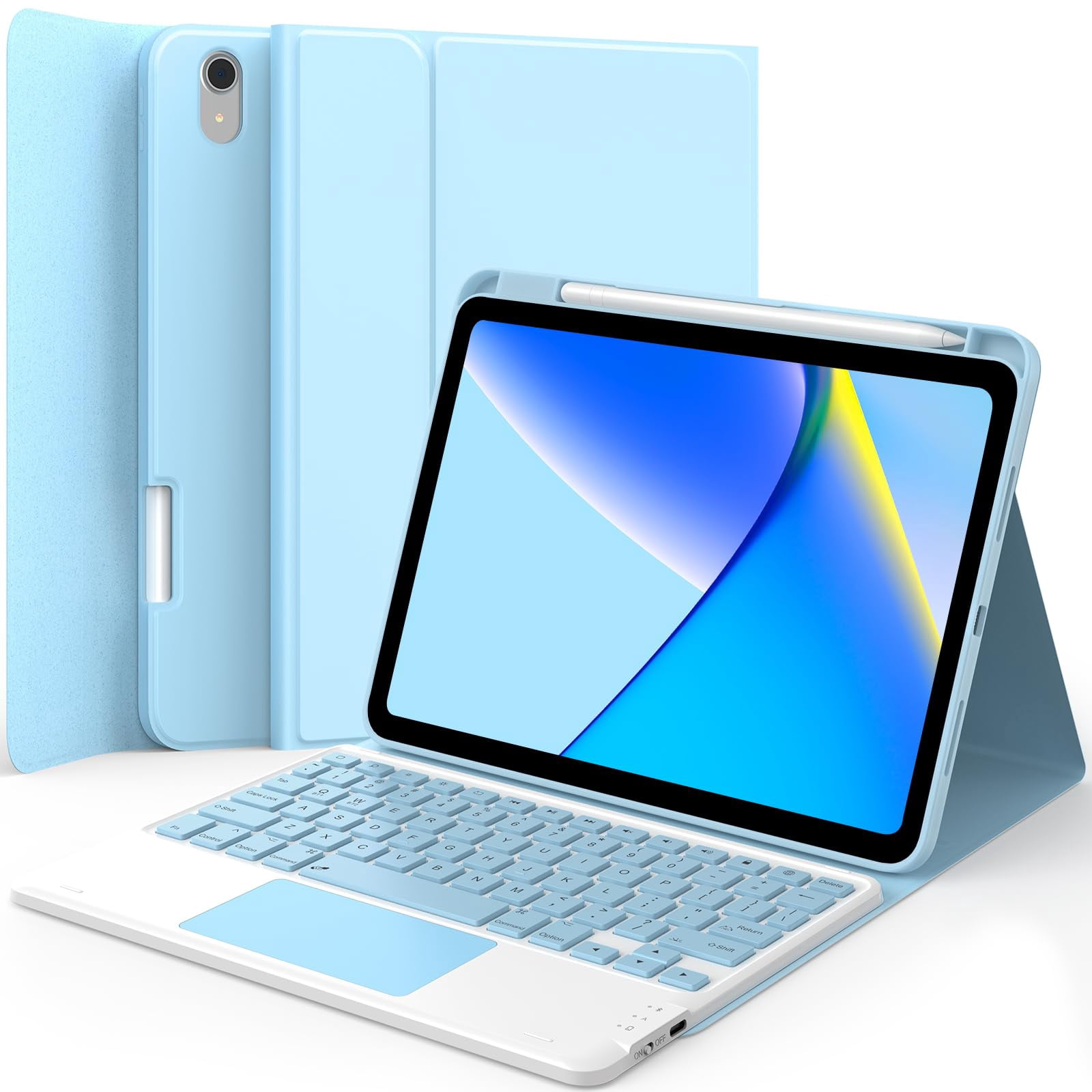 IPad 10th Generation Case with Keyboard, Stain-Resistant Cover, 7 Color ...