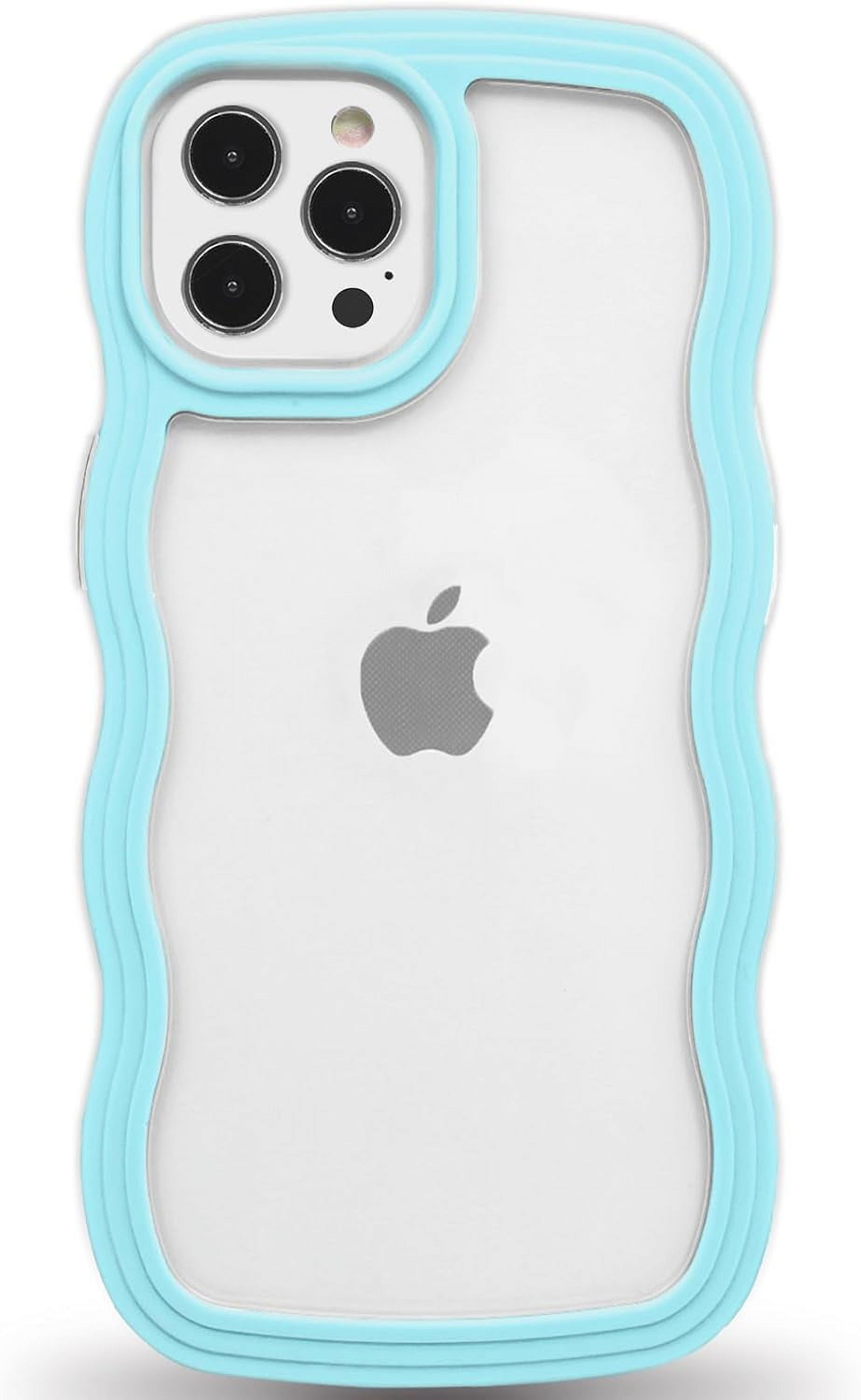 IPhone 15 Case Wavy Edge Clear Back Design, Anti-Slip Grip Cute Wave Curly Frame Shape ...