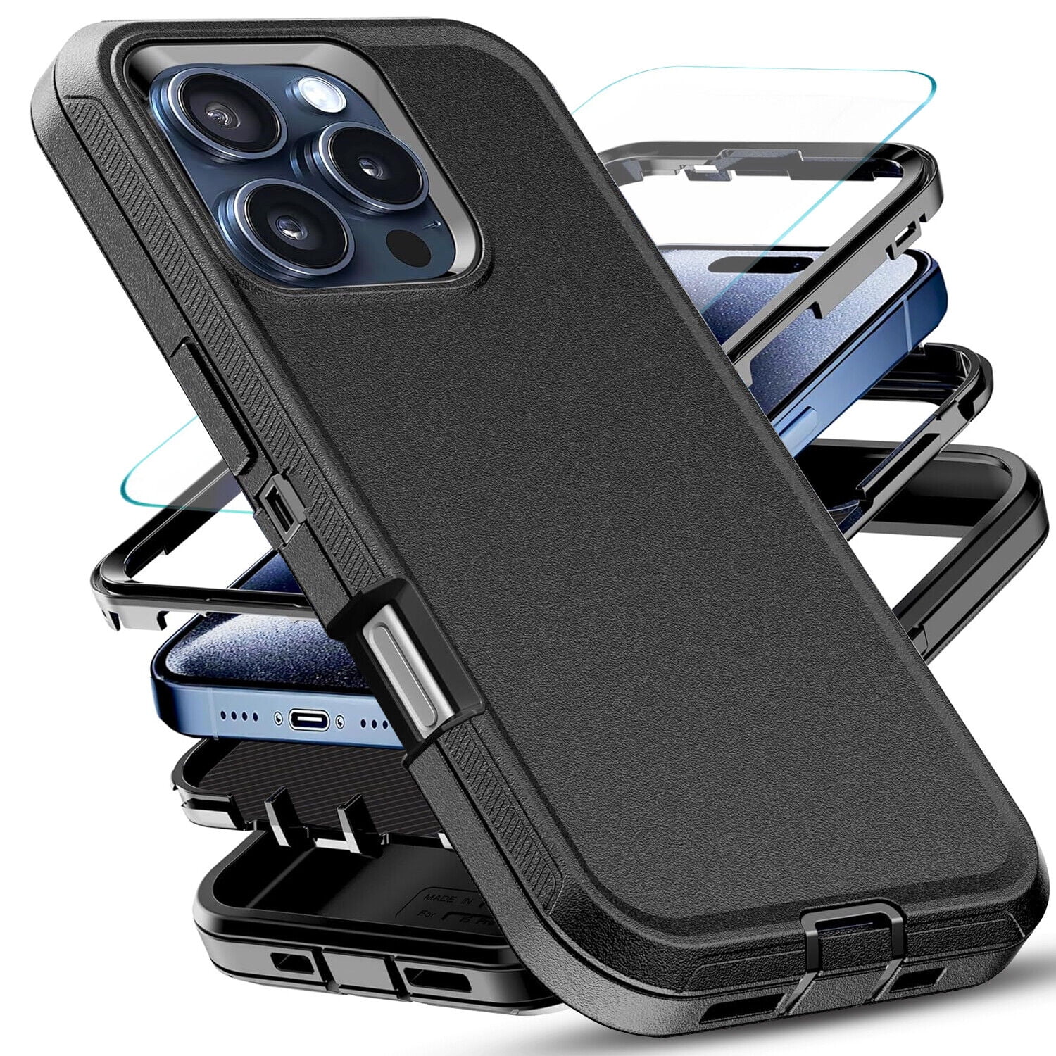 IPhone 16 Pro Max Heavy Duty Case {Shock Proof Case with 3 Layer Rubber ...