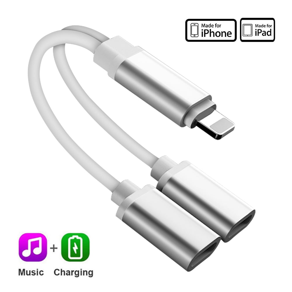 IPhone Adapter , 2in1 Dual Lightning Headphone Jack AUX Audio and ...