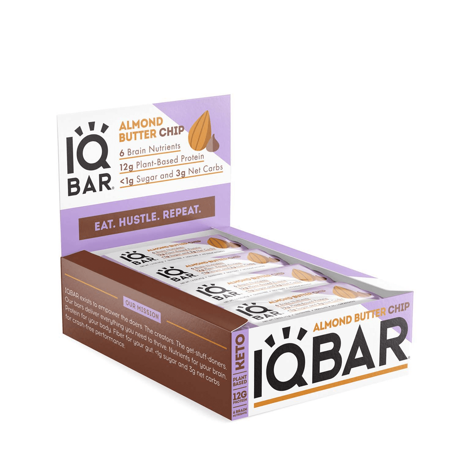 IQ Bar, Keto Vegan, Complete Almond Butter Chip Protein Bar, 12-Pack 1. ...