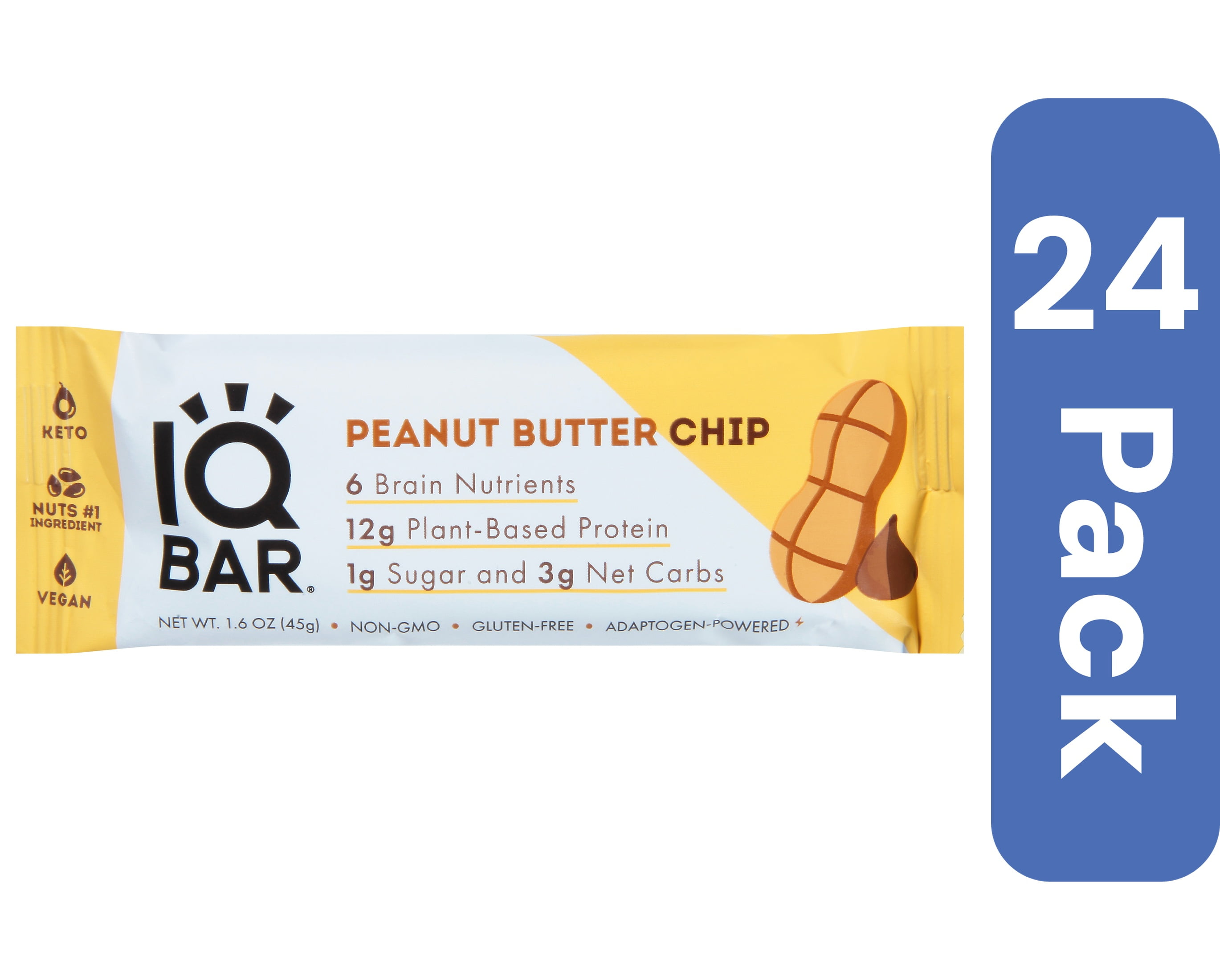 IQ Bar Peanut Butter Chip 1.6 oz (Pack Of 24) - Walmart.com