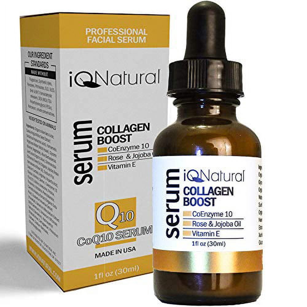 IQ Natural Collagen Boost Serum - 1 Fl Oz, 30ml Contains CoQ10, Vitamin ...