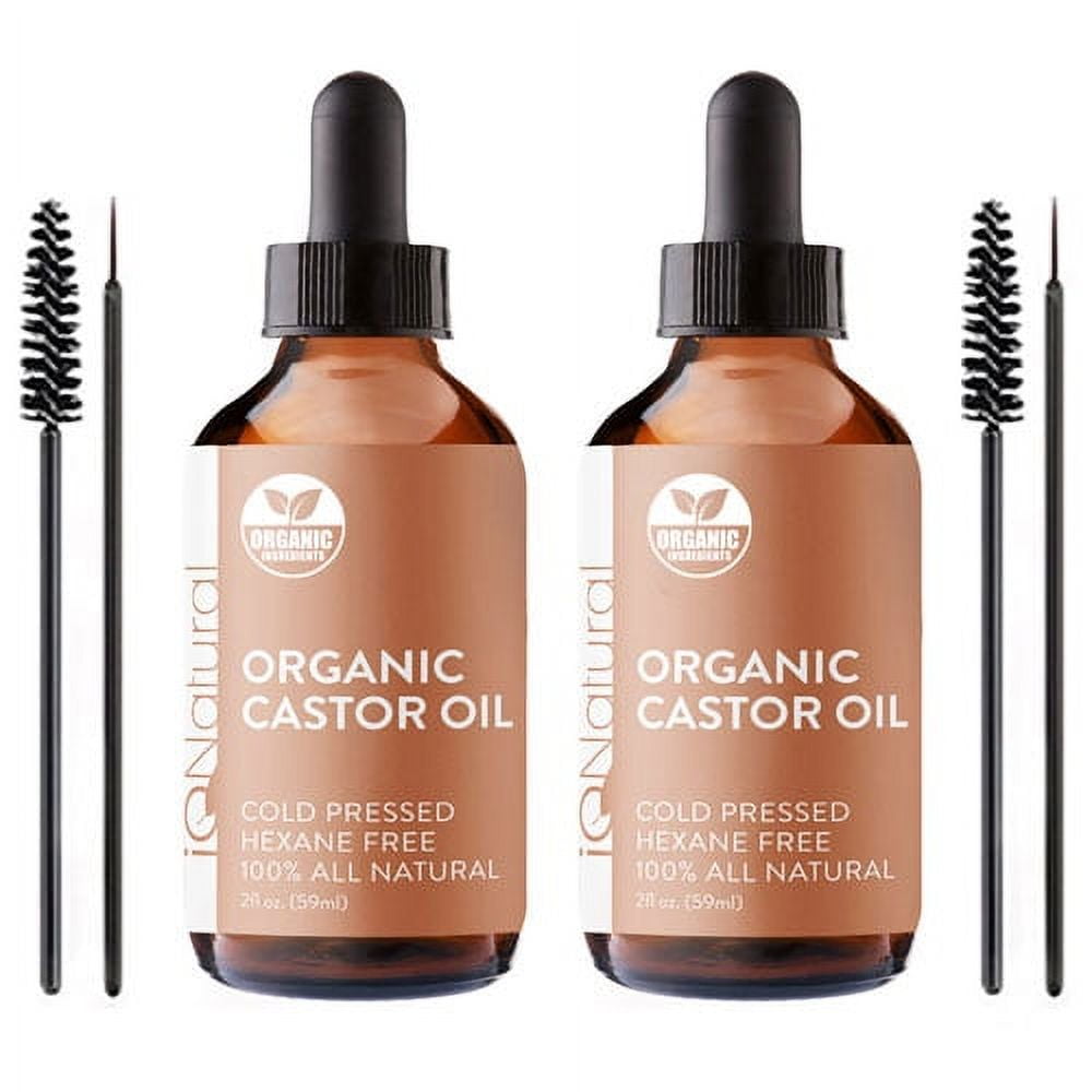 Iq Natural Castor Oil Eyelash Eyebrow And Hair Growth Kit With