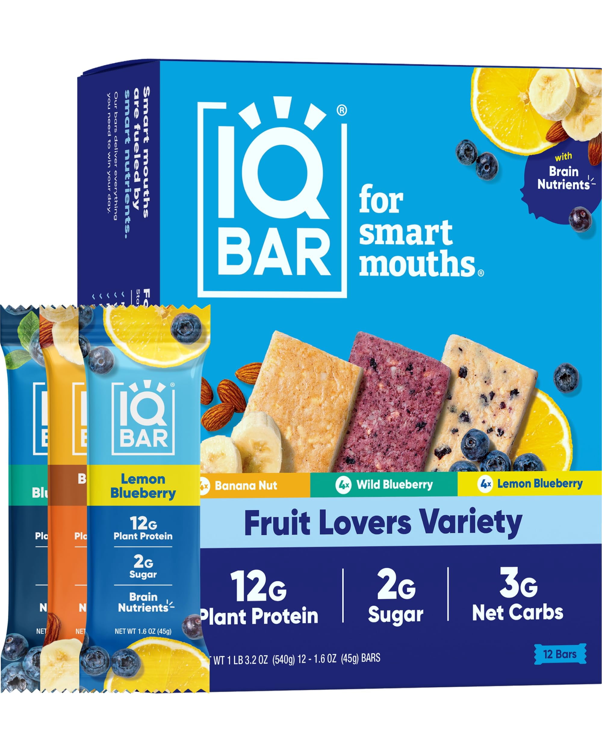 IQBAR Brain and Body CCF19 Plant Protein Bars - Fruit Lovers Variety ...