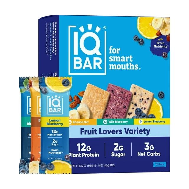 IQBAR Brain and Body CCF19 Plant Protein Bars - Fruit Lovers Variety ...