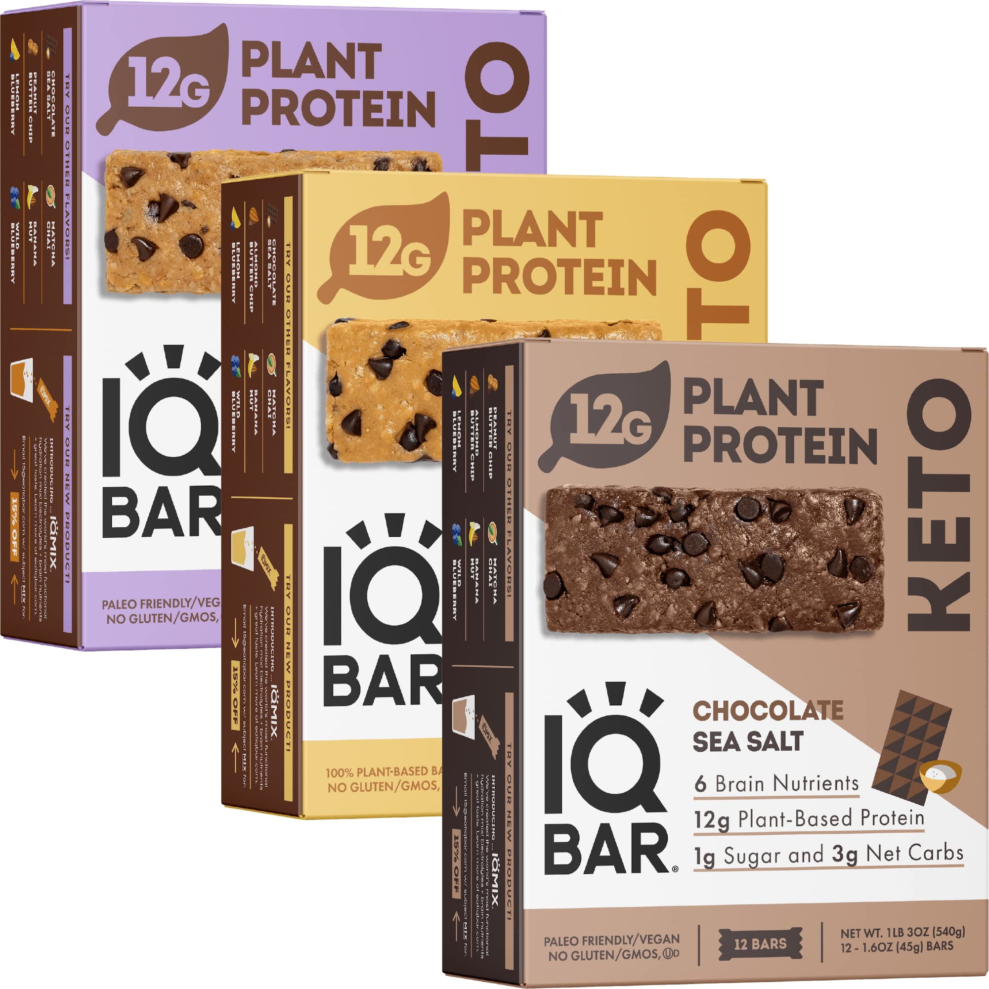IQBAR Brain and Body Keto Protein Bars - Chocolate Lovers Variety Keto ...