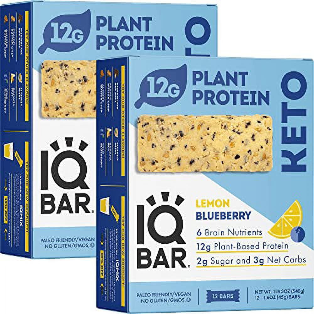 IQBAR Brain and Body Keto Protein Bars - Lemon Blueberry Keto Bars - 24 ...